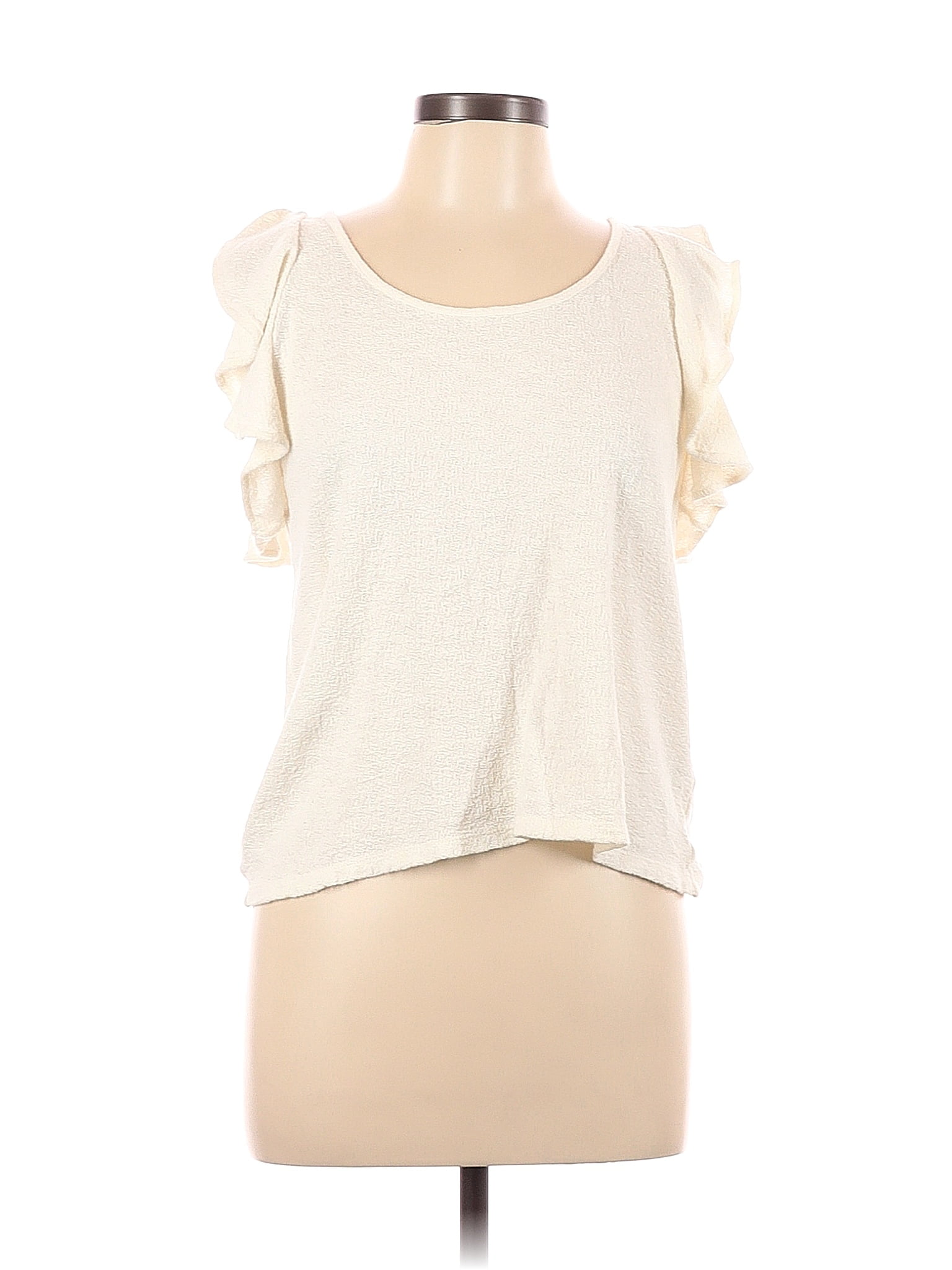 Texture And Thread Madewell 100 Cotton Ivory Short Sleeve Blouse Size L