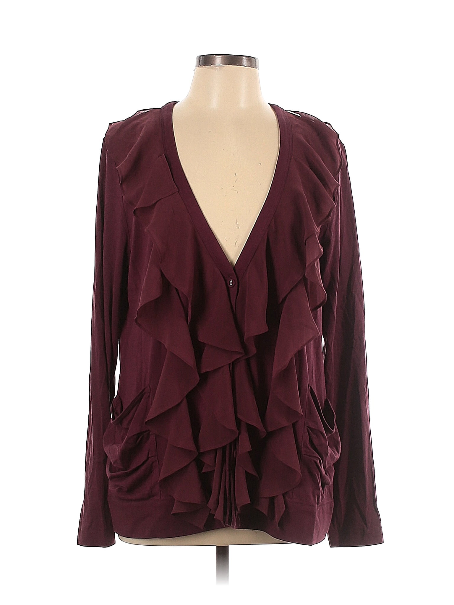 Logo By Lori Goldstein Burgundy Long Sleeve Blouse Size L 71 Off