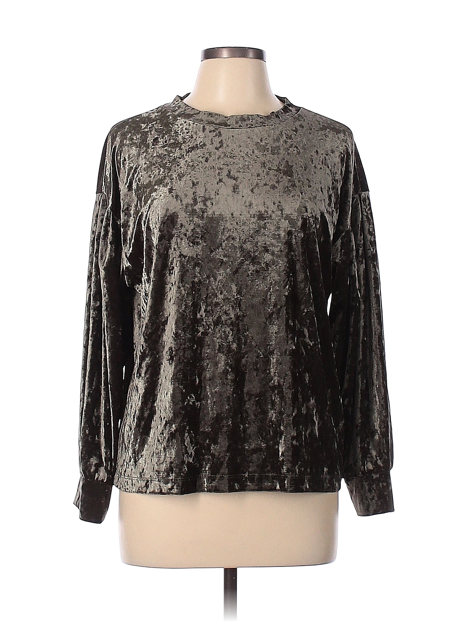 Coco And Main Solid Green Silver Long Sleeve Top Size L - 63% off | thredUP