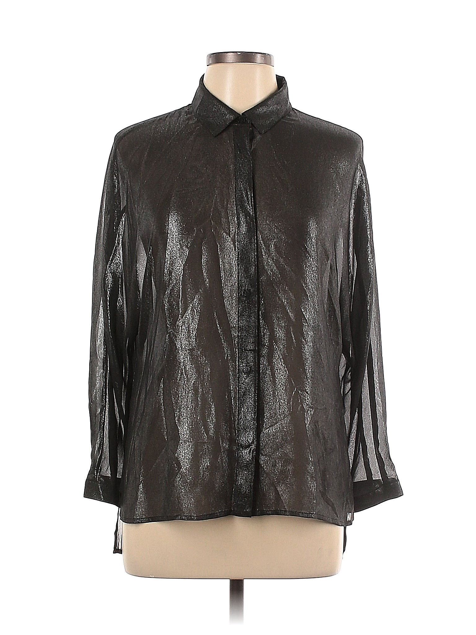 Express 100 Polyester Black Long Sleeve Blouse Size L 70 Off Thredup