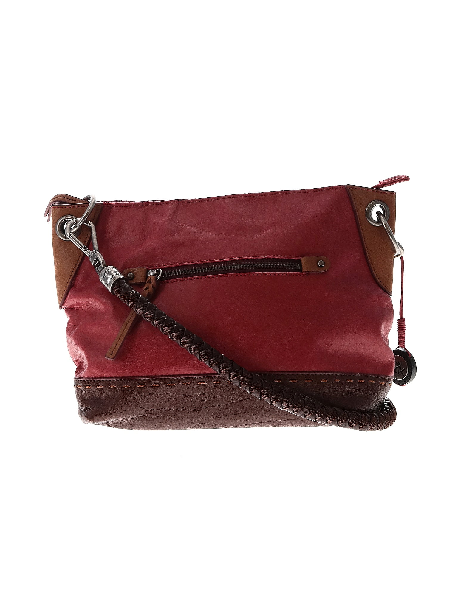 The Sak 100% Leather Color Block Solid Maroon Red Leather Shoulder Bag ...