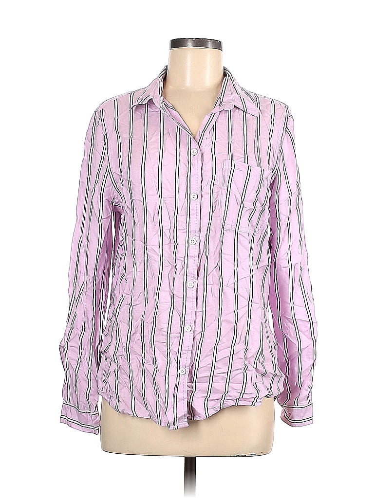 BeachLunchLounge Stripes Pink Long Sleeve Button-Down Shirt Size M - 77% off | ThredUp