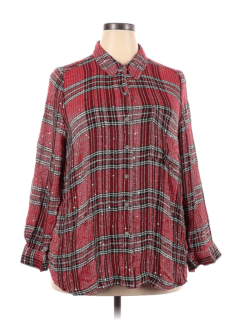 Styleandco Plaid Red Long Sleeve Button Down Shirt Size 3x Plus 52