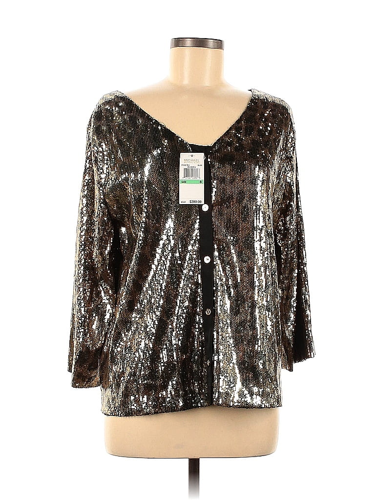 Michael Michael Kors 100 Polyester Gold Long Sleeve Blouse Size 8 71