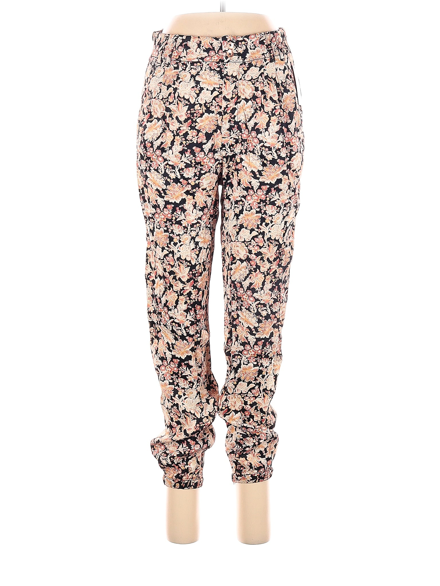 Anthropologie 100% Viscose Floral Multi Color Pink Casual Pants Size 2 ...