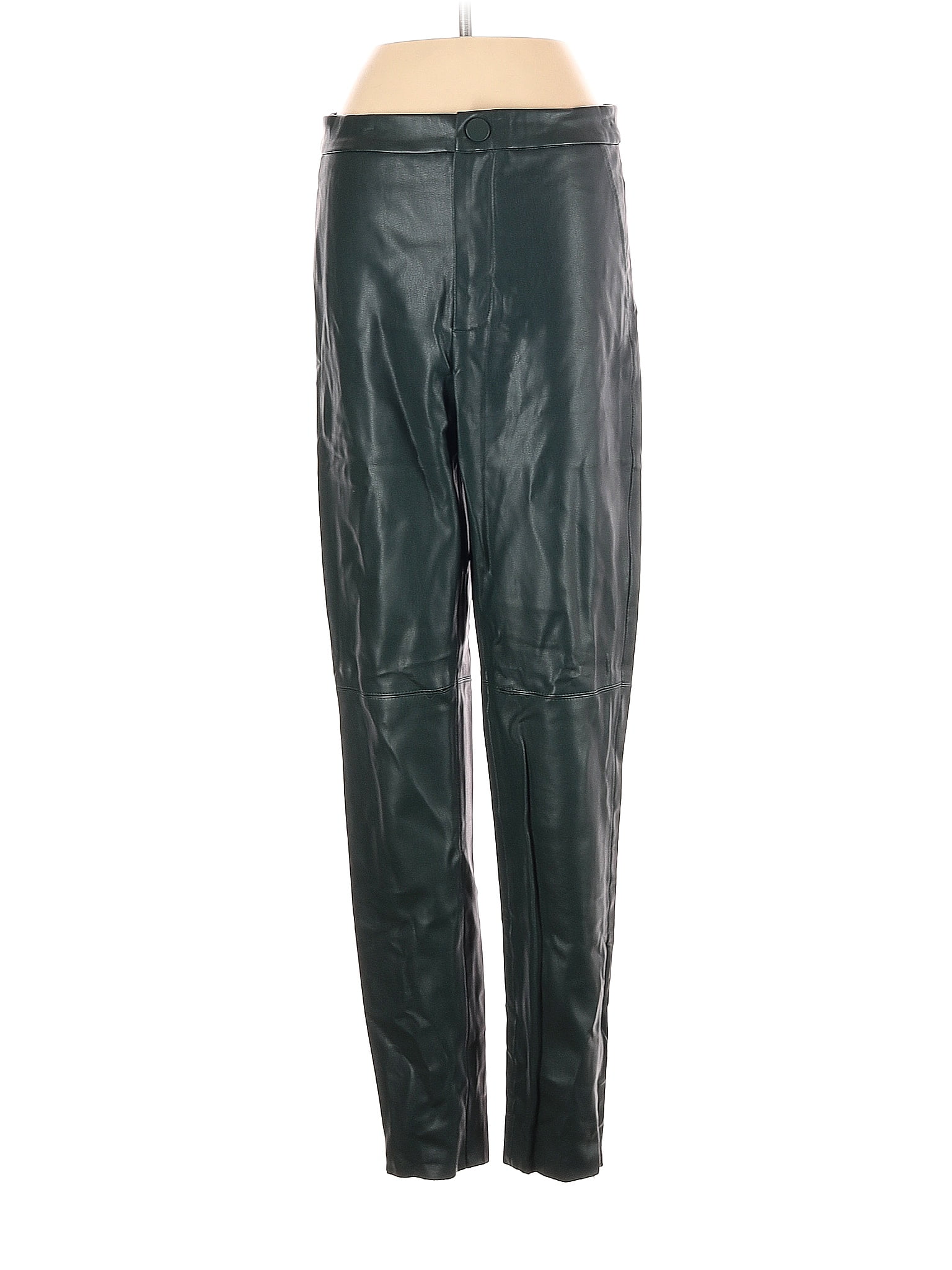 Zara 100% Polyurethane Solid Green Faux Leather Pants Size S - 49% off ...