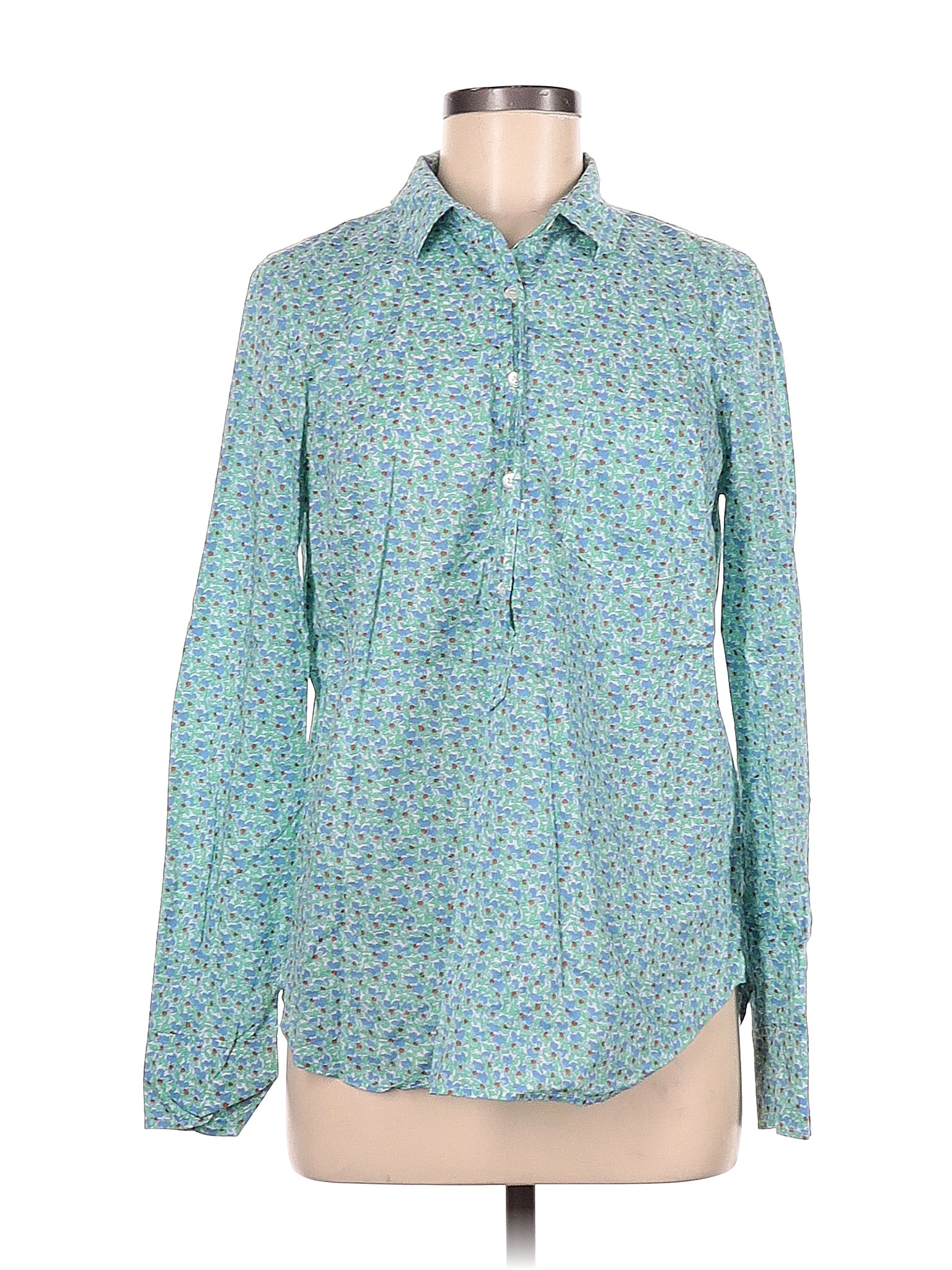 J.Crew 100% Cotton Blue Green Long Sleeve Button-Down Shirt Size 8 - 77% off | thredUP
