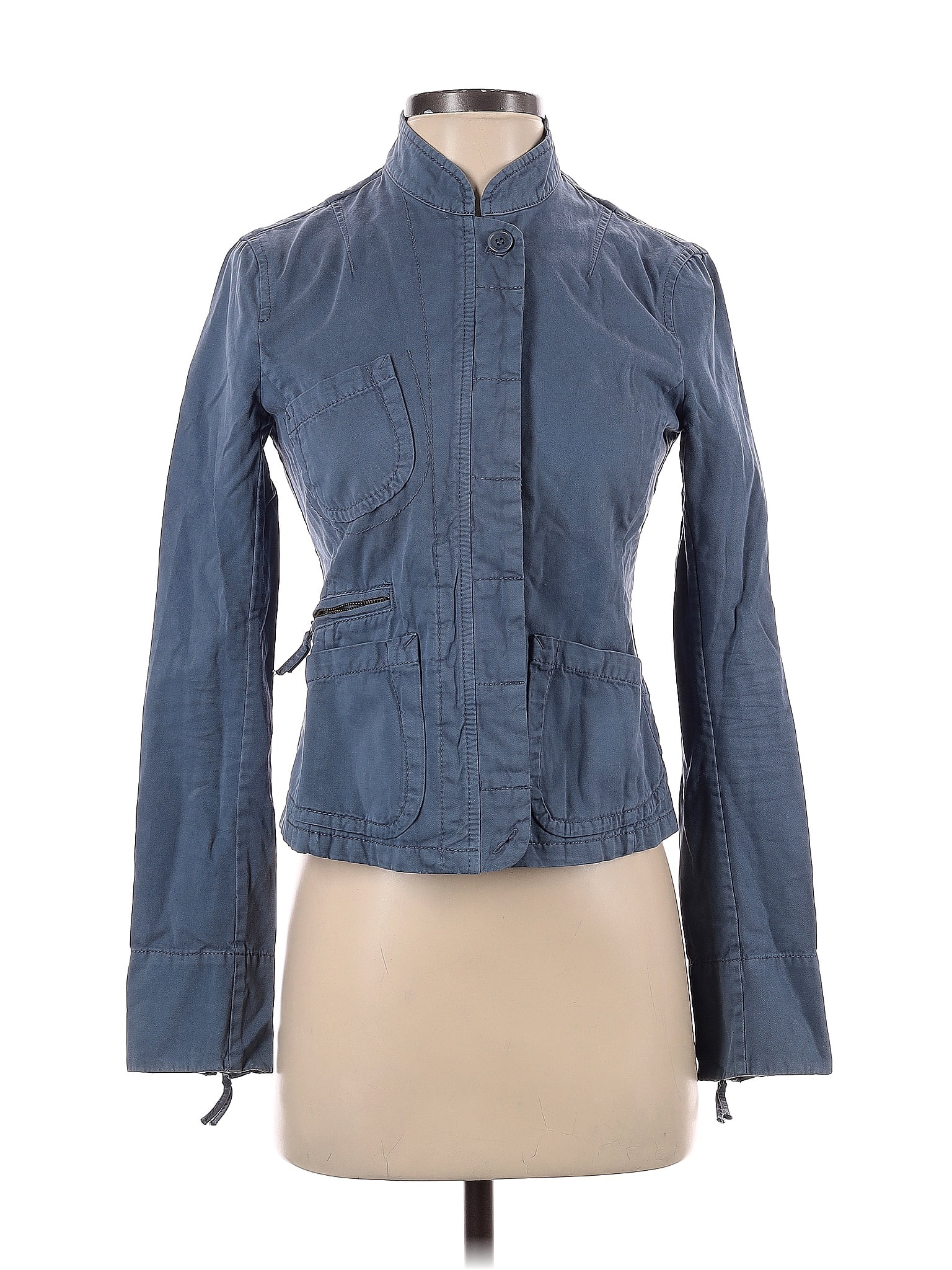 French Connection 100% Cotton Solid Blue Jacket Size 4 - 76% off | ThredUp