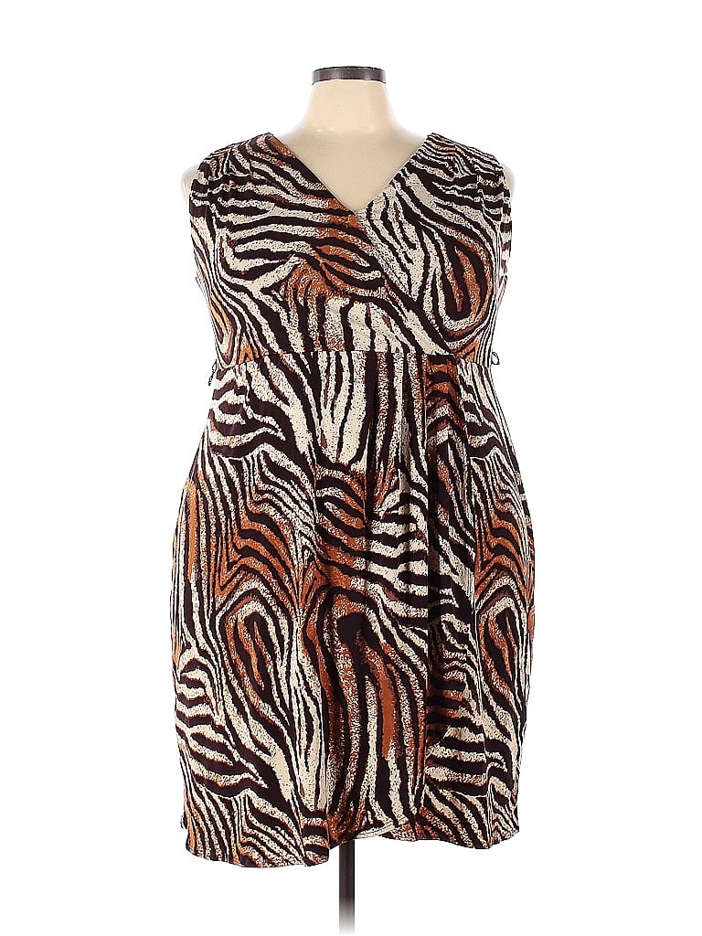 Lane Bryant Zebra Print Multi Color Black Casual Dress Size 22 24