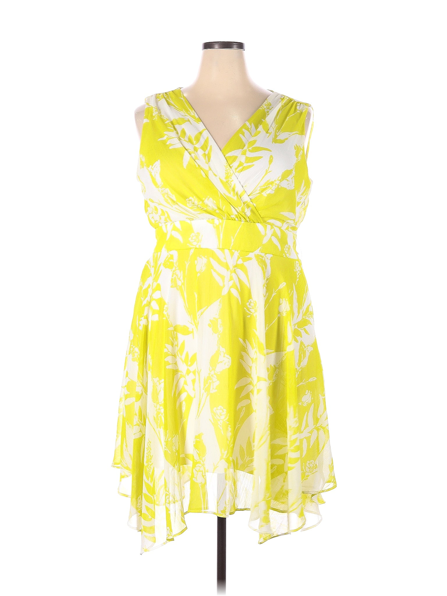 Bleecker 126 100 Polyester Multi Color Yellow Casual Dress Size Xxl