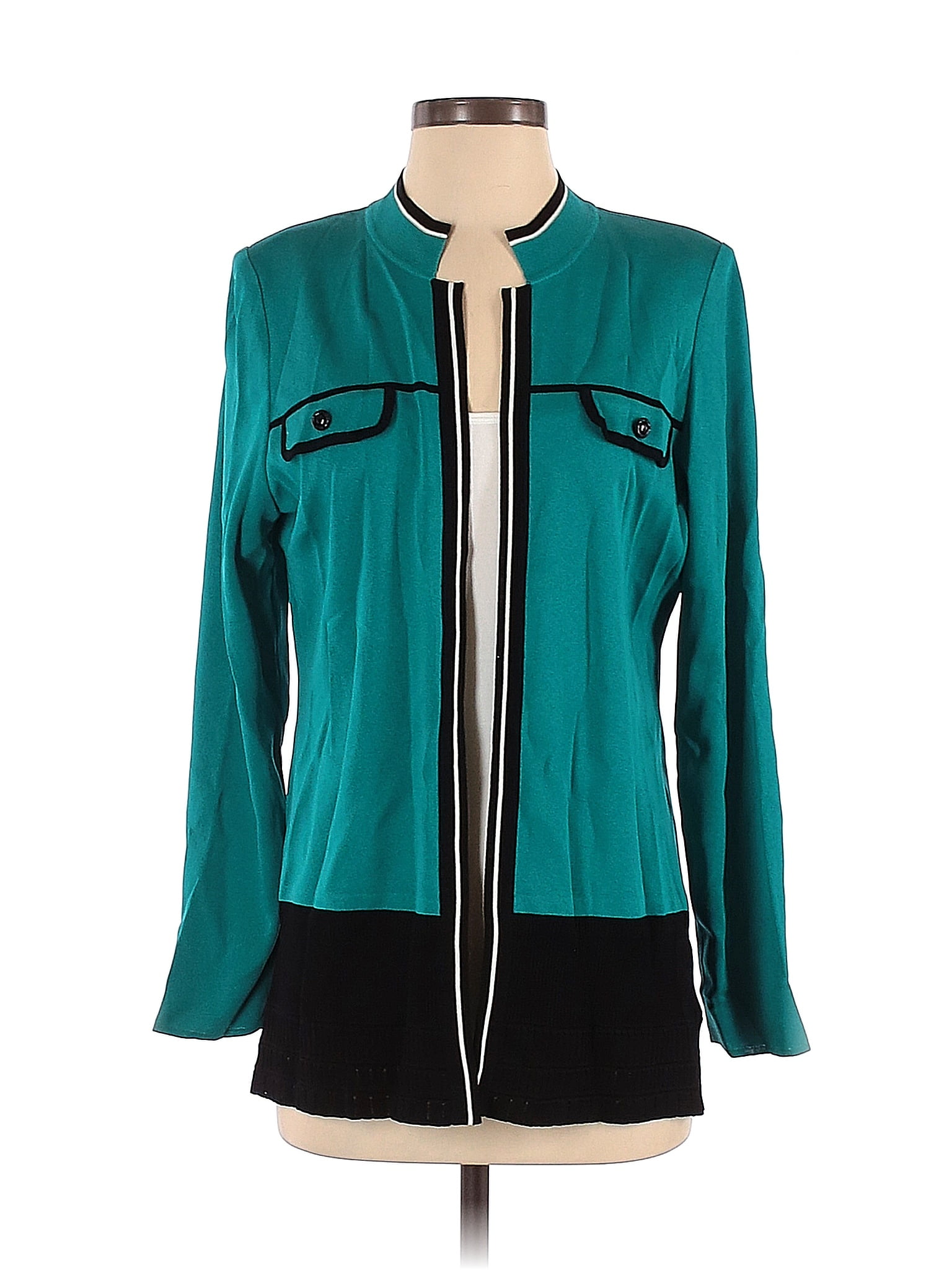 misook 100% Acrylic Color Block Solid Teal Cardigan Size S - 86% off ...