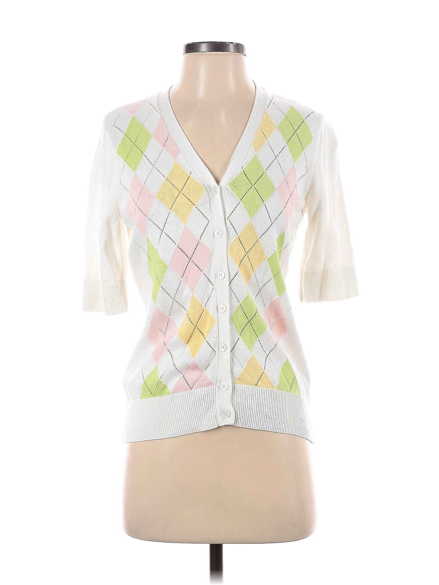 EP Pro 100% Cotton Color Block White Cardigan Size S - 73% off | thredUP