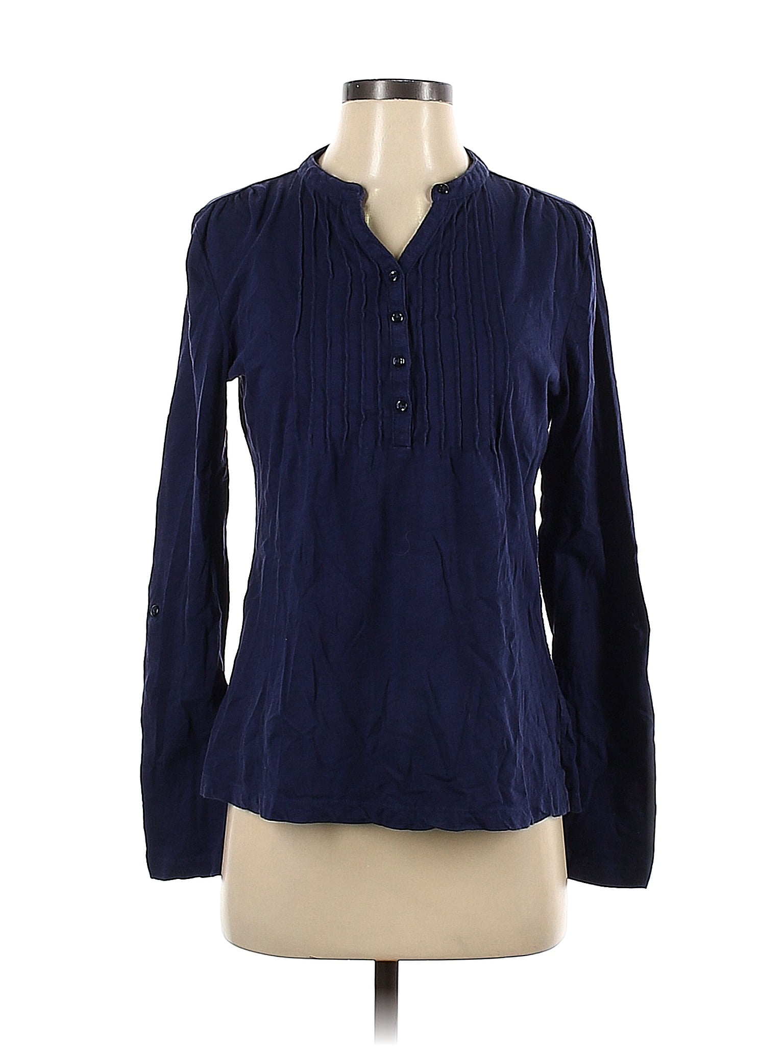 L.L.Bean 100% Cotton Solid Blue Long Sleeve Button-Down Shirt Size S - 53% off | thredUP