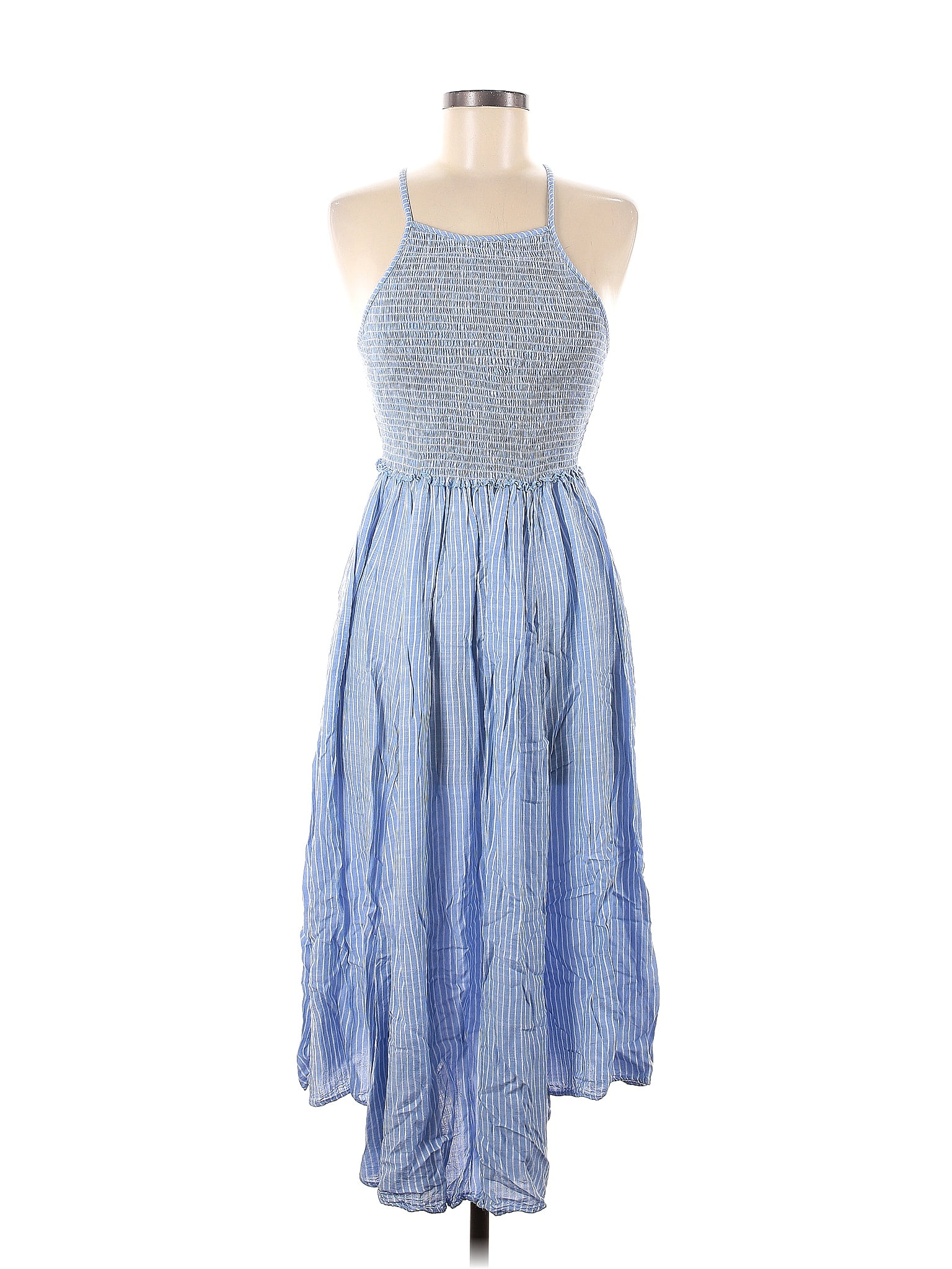 Angie 100% Rayon Stripes Blue Casual Dress Size M - 57% off | thredUP