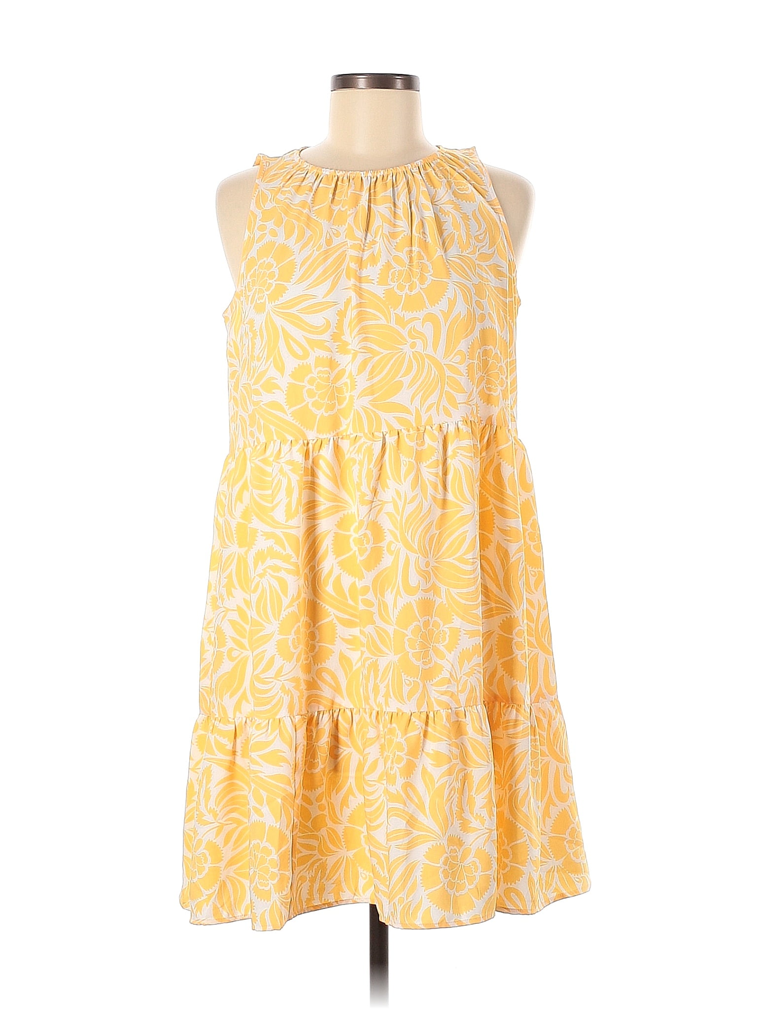 Ann Taylor LOFT Outlet 100% Polyester Yellow Casual Dress Size M - 52% ...