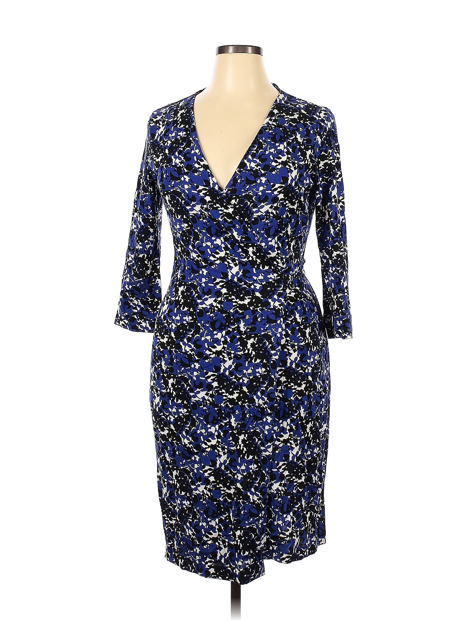 Diane Von Furstenberg Multi Color Blue Casual Dress Size 14 80 Off