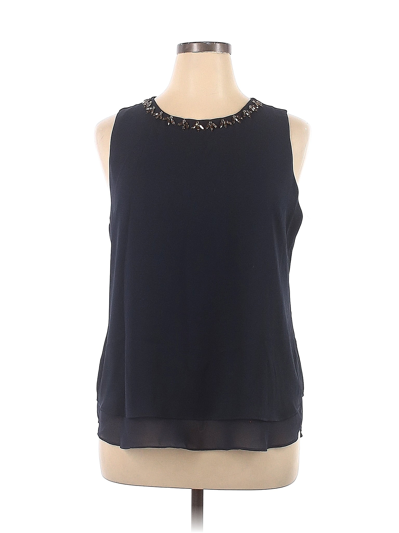 Violet And Claire 100 Polyester Polka Dots Navy Black Sleeveless Blouse