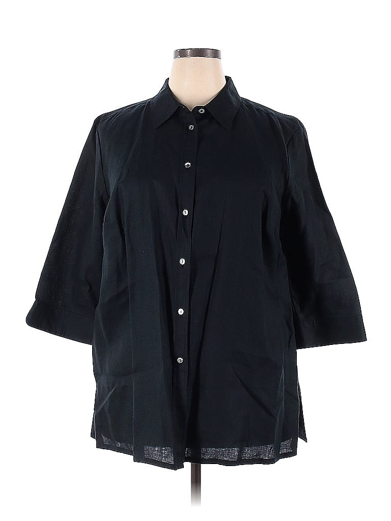 Real Clothes 100 Linen Black Long Sleeve Blouse Size 18 Plus 66