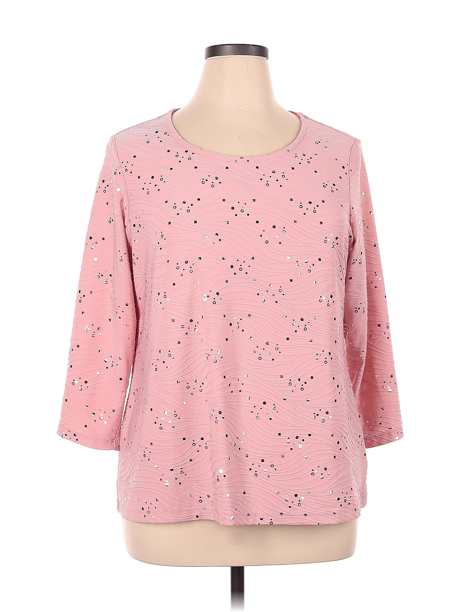 JM Collection Pink 3/4 Sleeve Top Size 1X (Plus) - 44% off | thredUP
