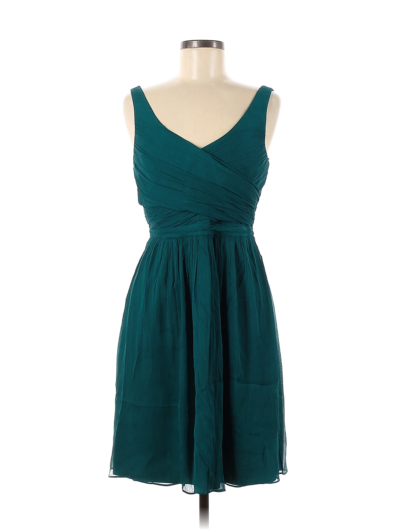 J Crew 100 Silk Solid Teal Green Cocktail Dress Size 6 75 Off Thredup