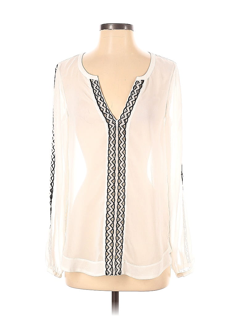 White House Black Market Ivory White Long Sleeve Blouse Size 4 - 71% ...