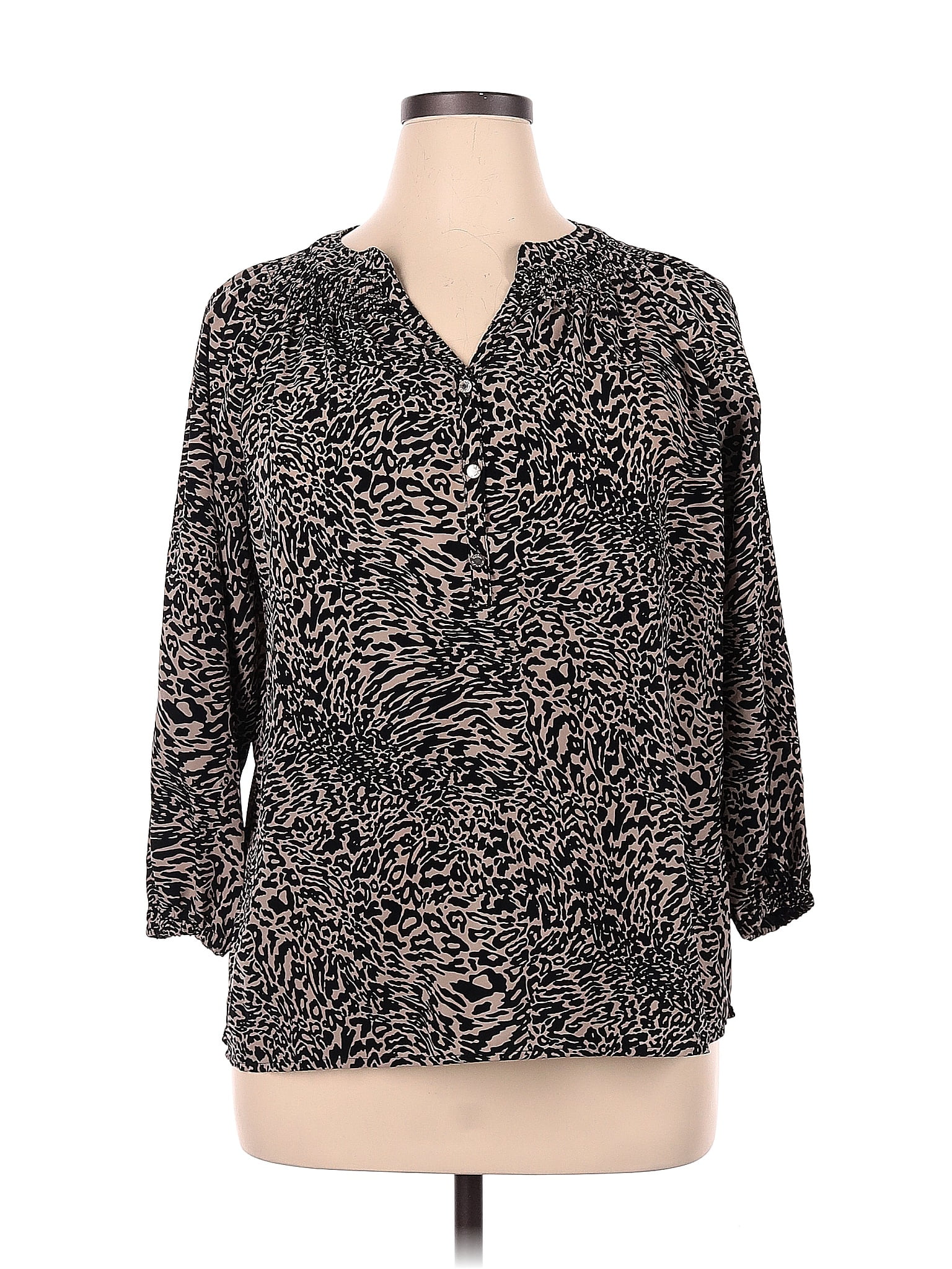 Dana Buchman 100 Polyester Black Long Sleeve Blouse Size Xl 72 Off