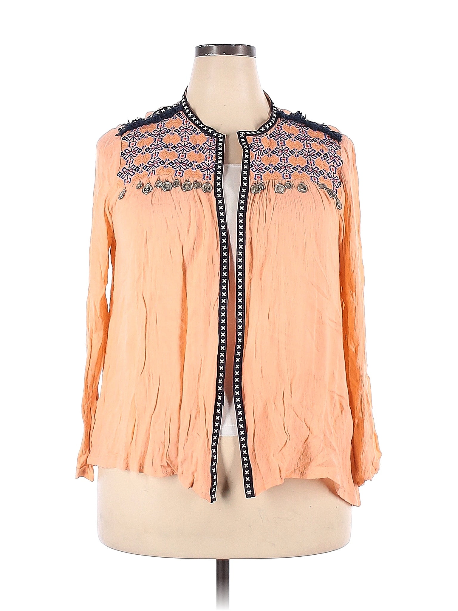 Anandas Collection 100% Rayon Orange Kimono Size 2X (Plus) - 65% off ...