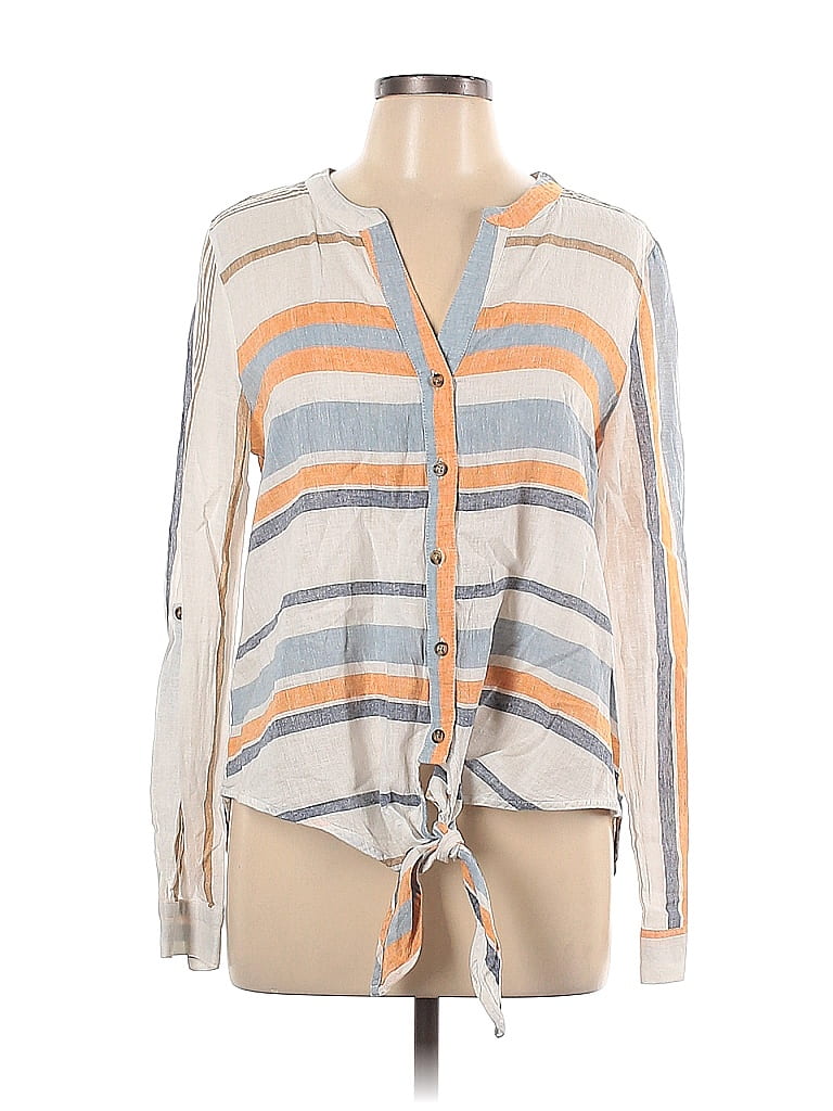 Marled Essentials Ivory Long Sleeve Blouse Size L - 48% off | ThredUp