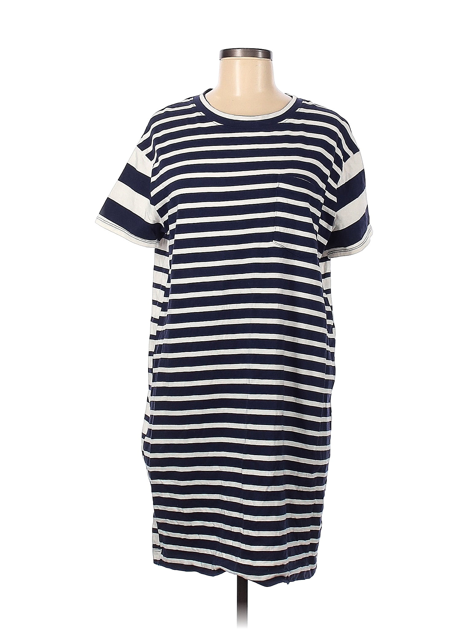 Gap 100 Cotton Color Block Stripes Multi Color Blue Casual Dress Size