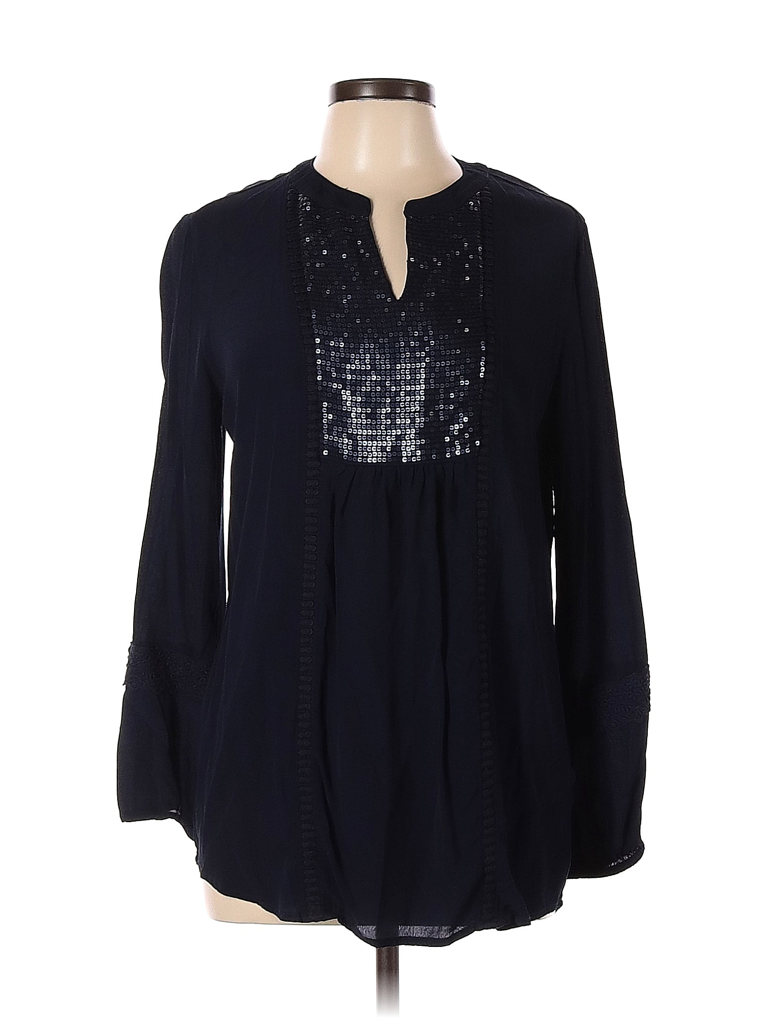 Chicos 100 Rayon Blue Long Sleeve Blouse Size Med 1 79 Off Thredup