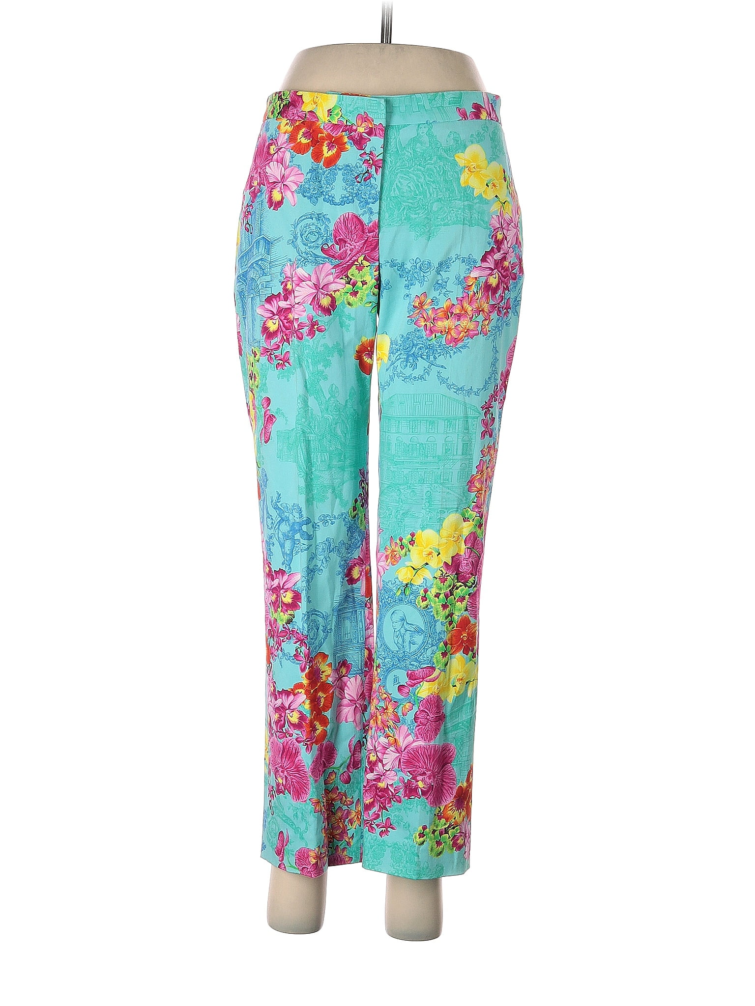 Versace Floral Blue Spring 2004 RTW Orchid Print Pants Size 42 (EU ...