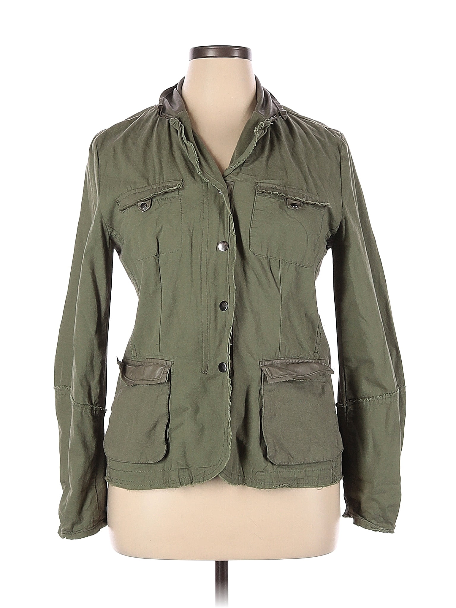 Jakett New York 100 Polyurethane Green Jacket Size L 82 Off Thredup