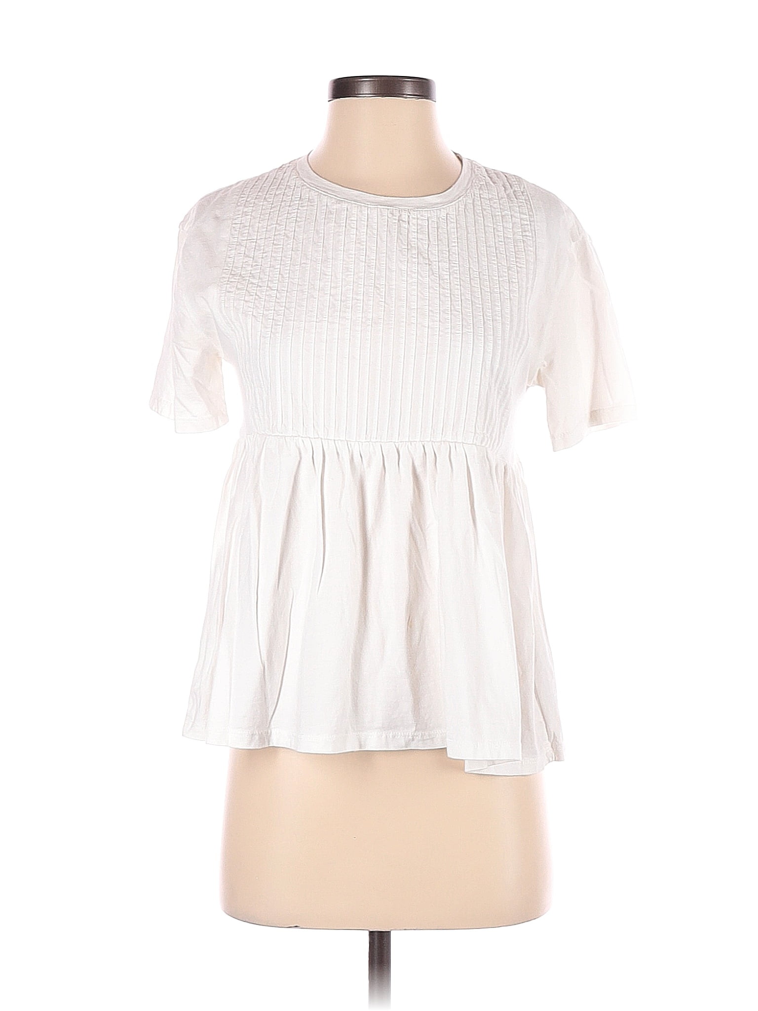 Zara 100% Cotton White Short Sleeve Top Size S - 67% off | ThredUp