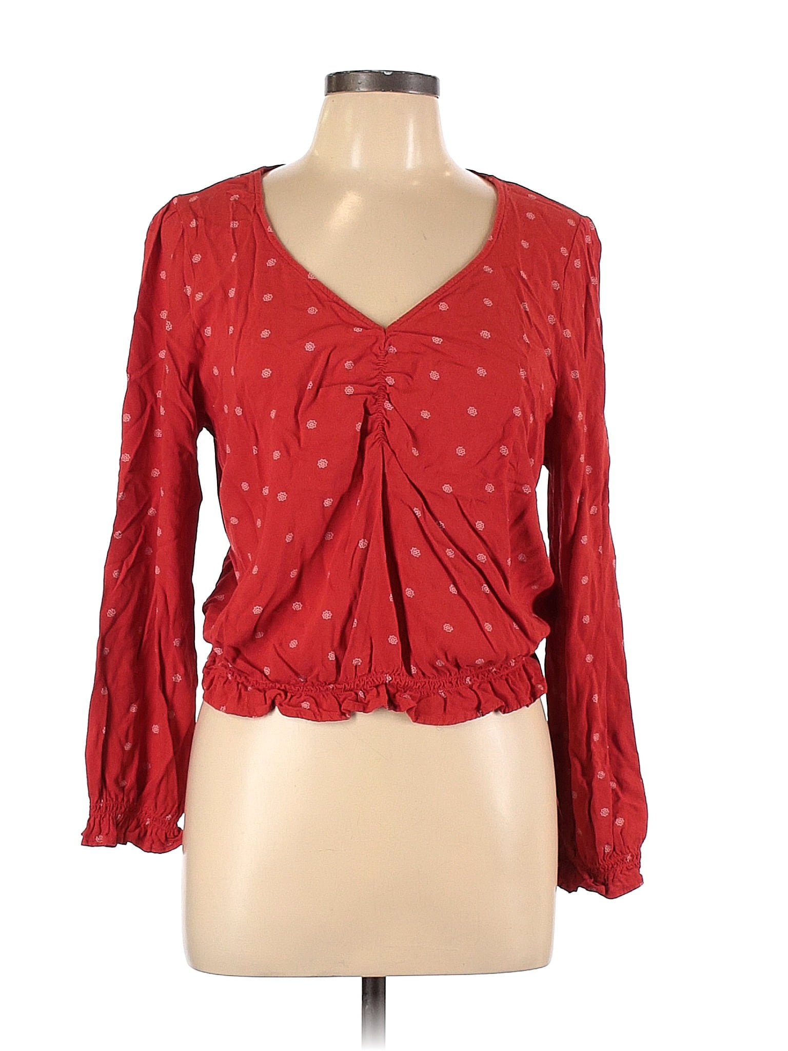 American Eagle Outfitters 100 Viscose Red Long Sleeve Top Size L 60