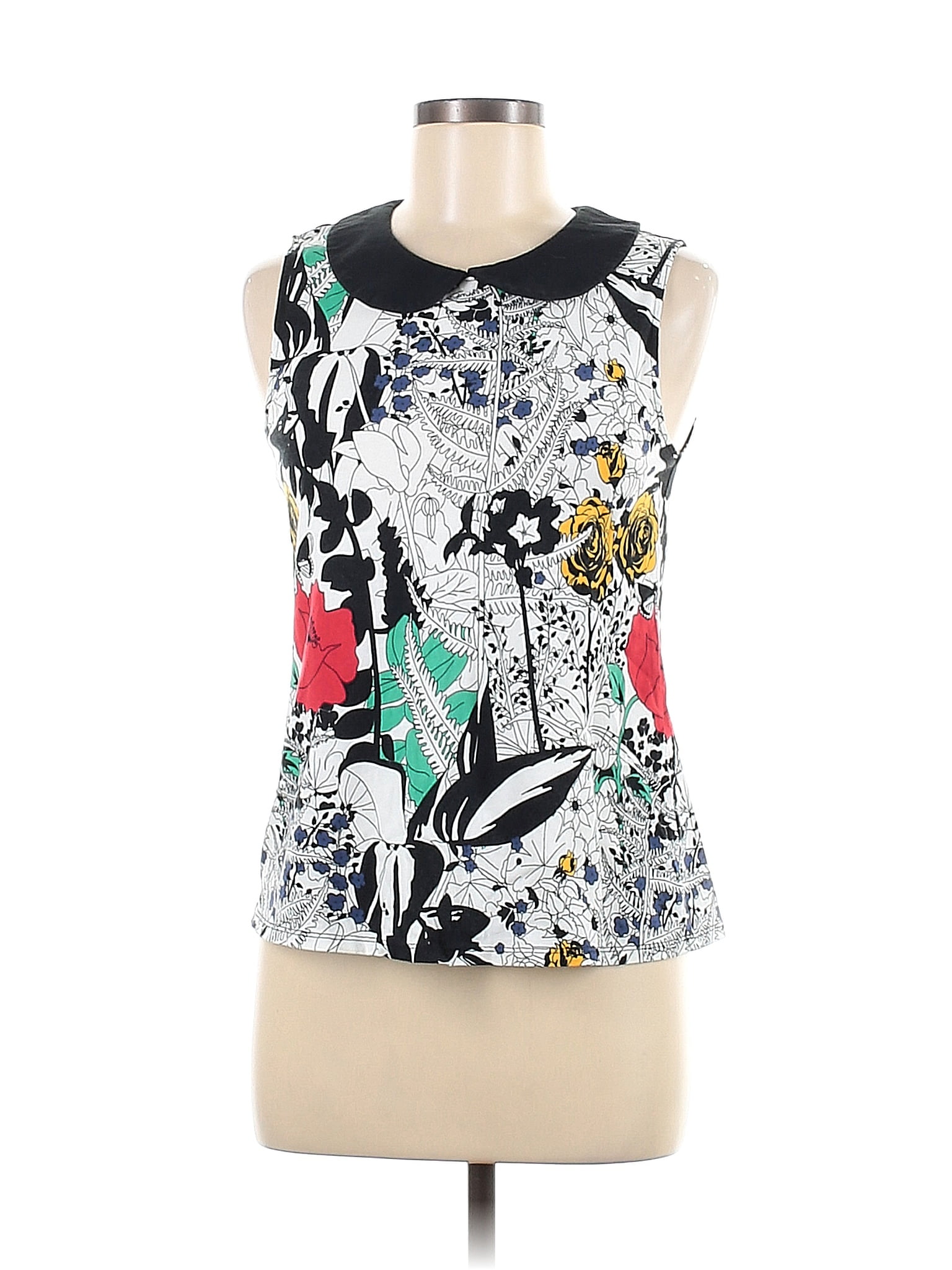 Modcloth x Dupenny 100% Cotton White Sleeveless T-Shirt Size M - 50% ...