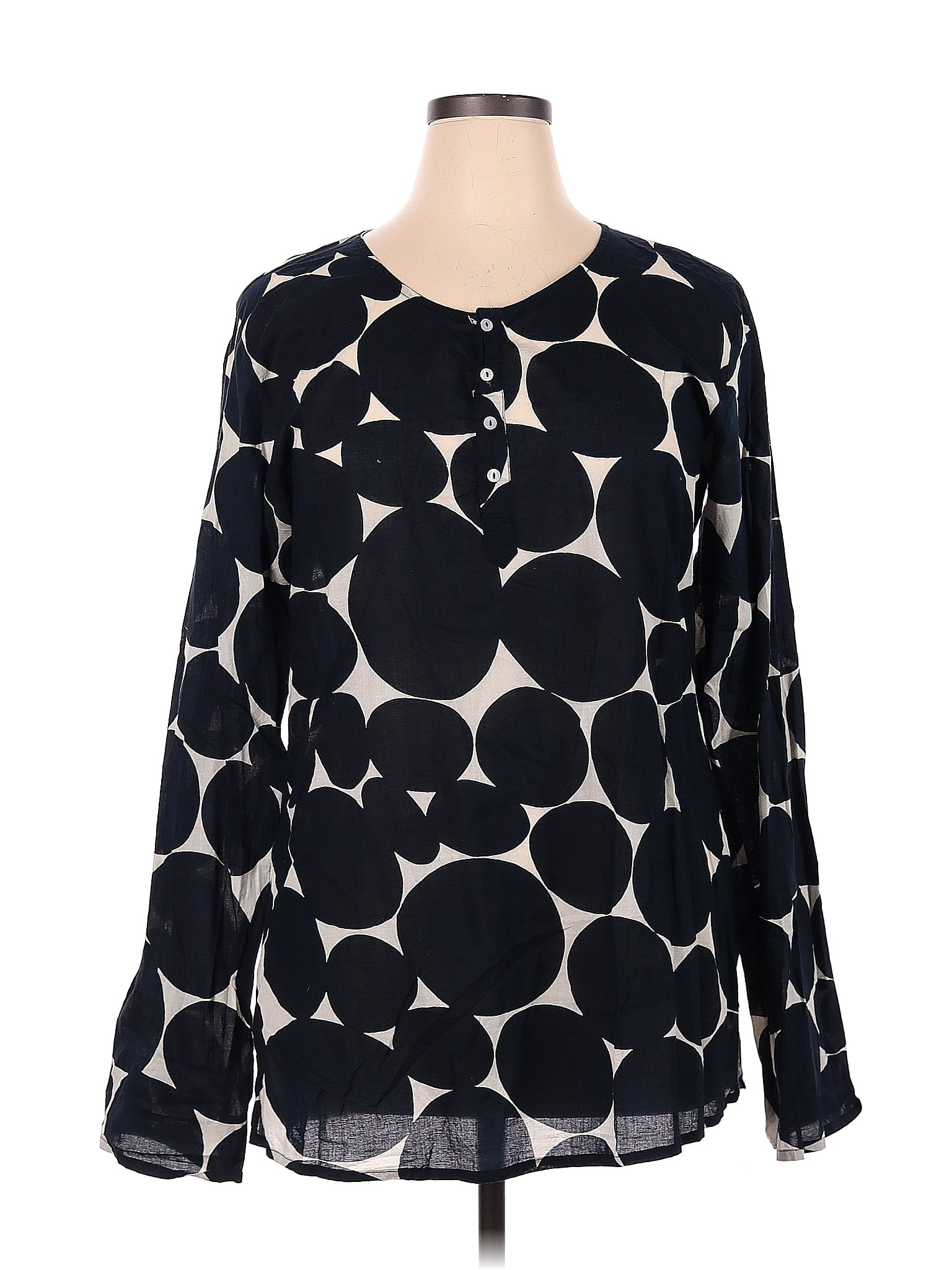 See 100 Cotton Black Long Sleeve Blouse Size Xl 76 Off Thredup