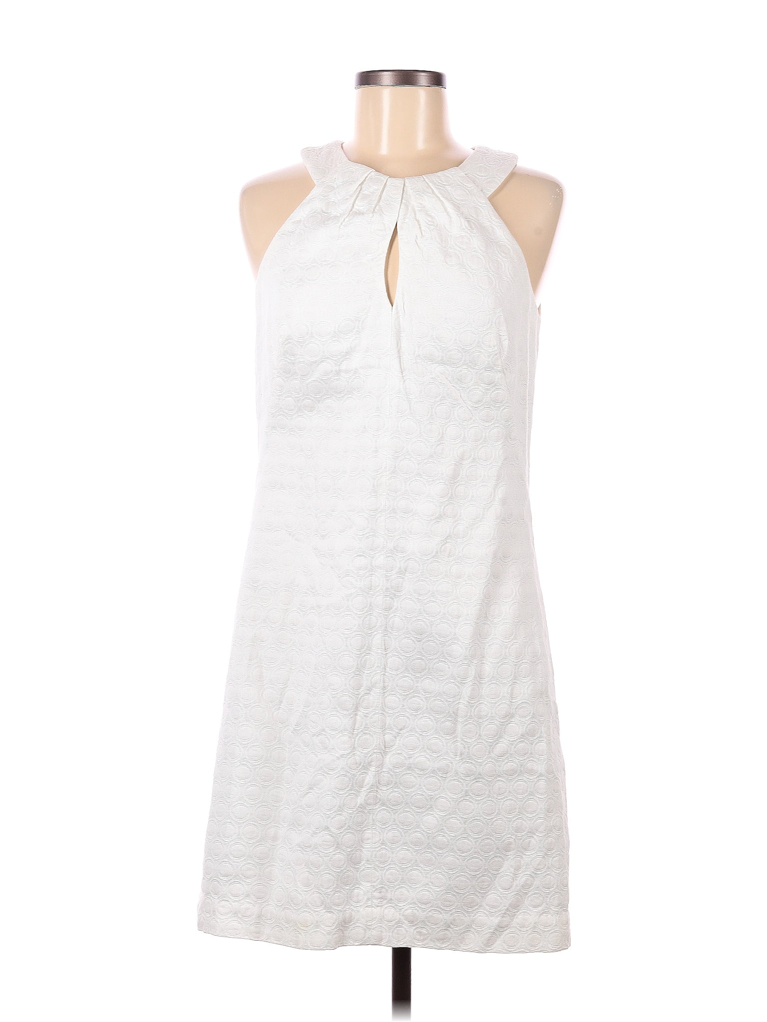 White House Black Market 100 Cotton Solid White Casual Dress Size 8