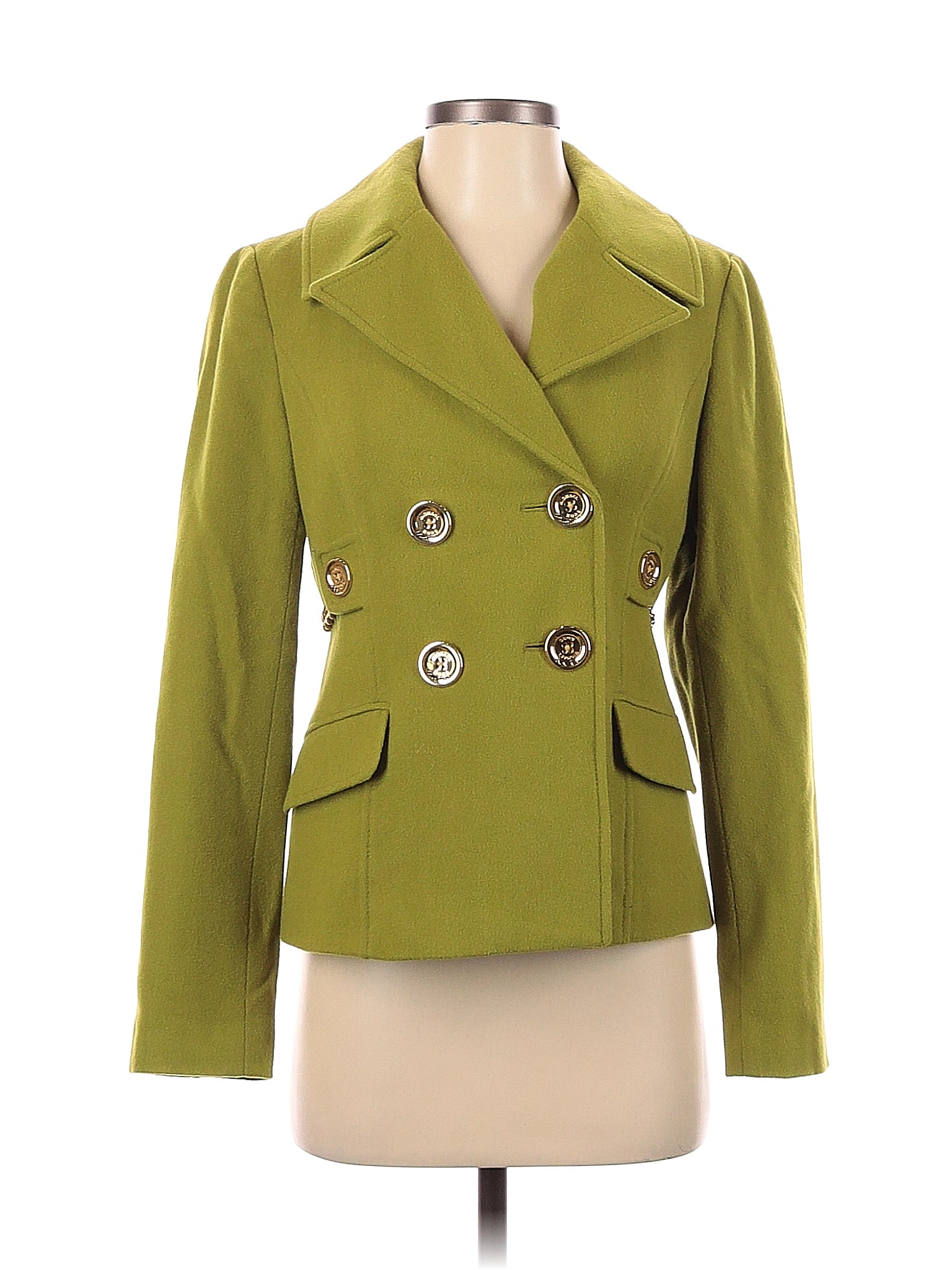 Michael Michael Kors Solid Green Wool Coat Size S 77 Off Thredup