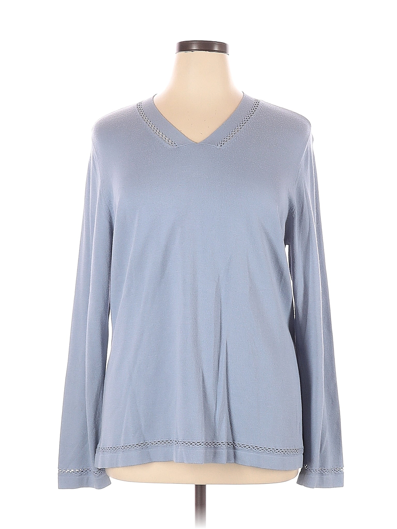 August Max Woman Solid Blue Gray Long Sleeve Top Size 1X (Plus) - 47% ...