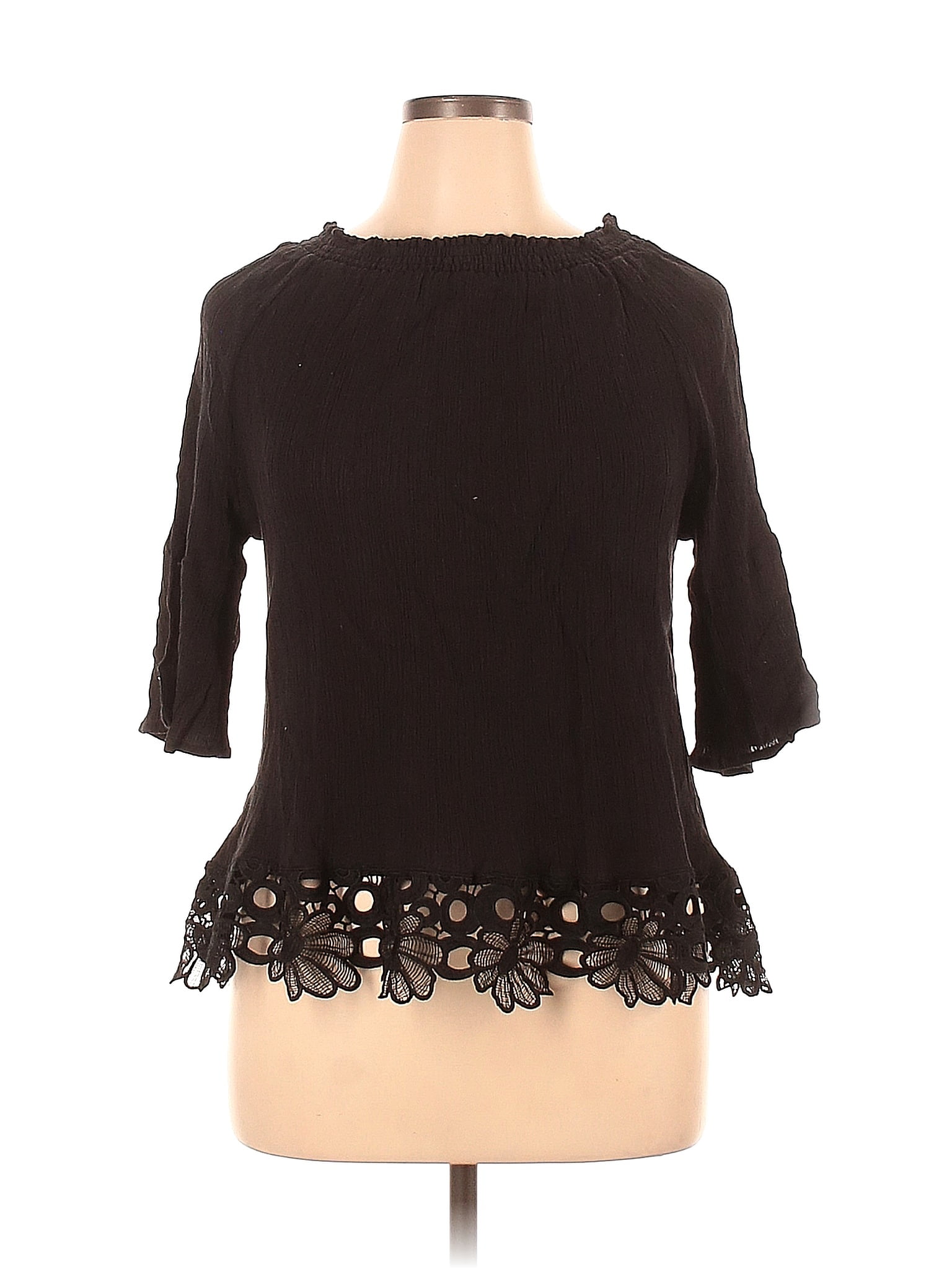 CW Classics 100% Cotton Black Long Sleeve Blouse Size 1X (Plus) - 59% ...