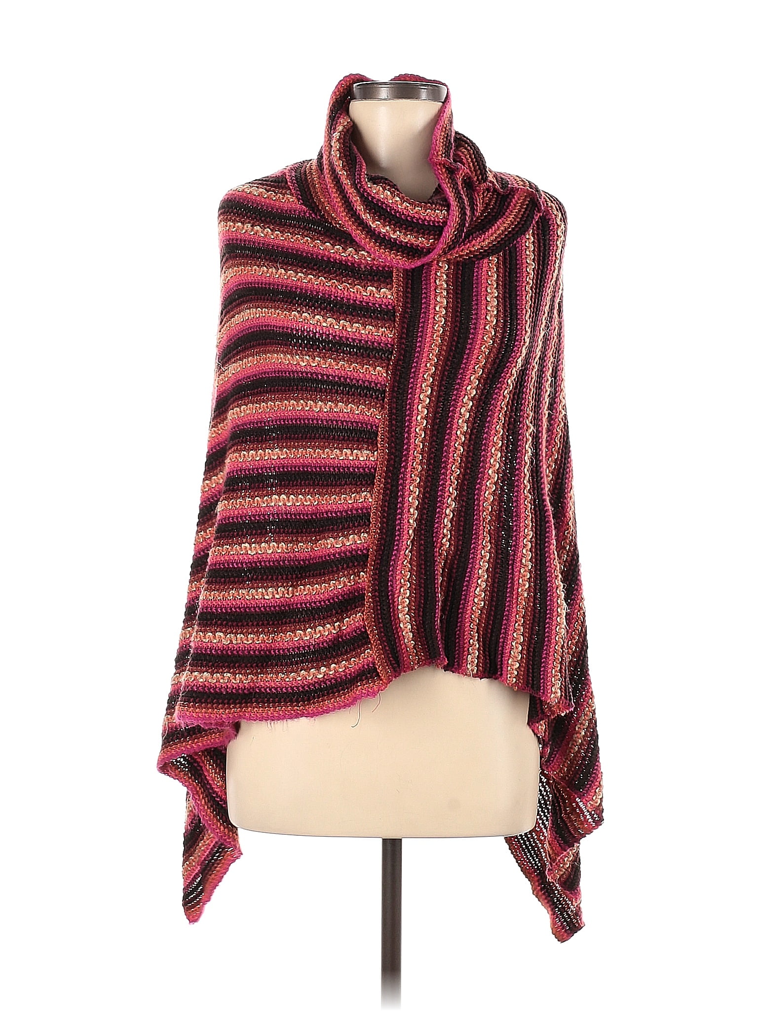 Cejon Stripes Red Poncho One Size - 60% off | thredUP