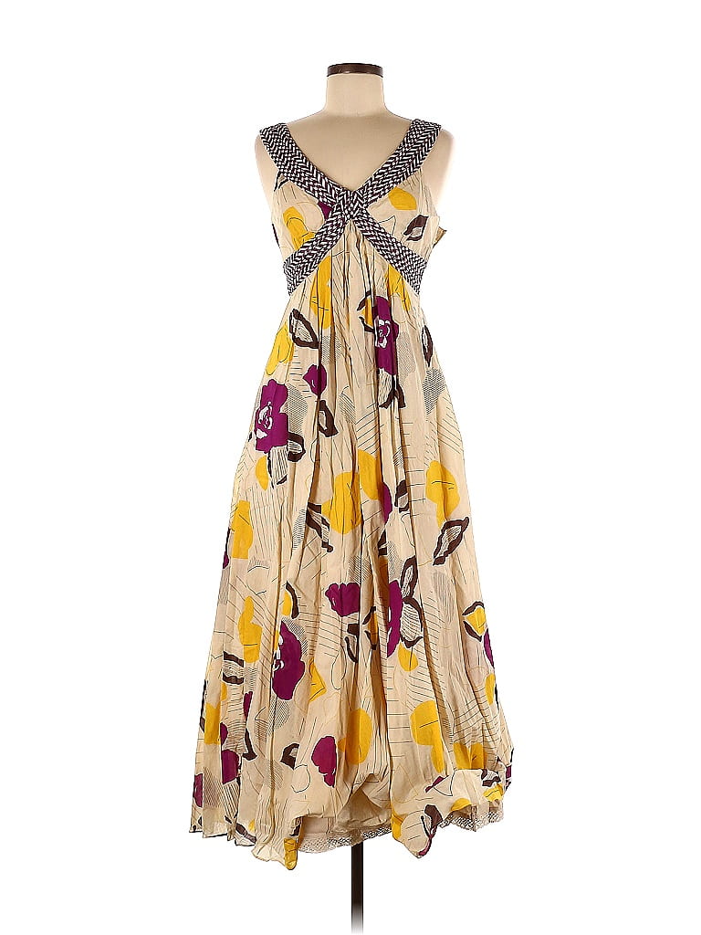 Moulinette Soeurs 100 Cotton Multi Color Tan Casual Dress Size 4 74