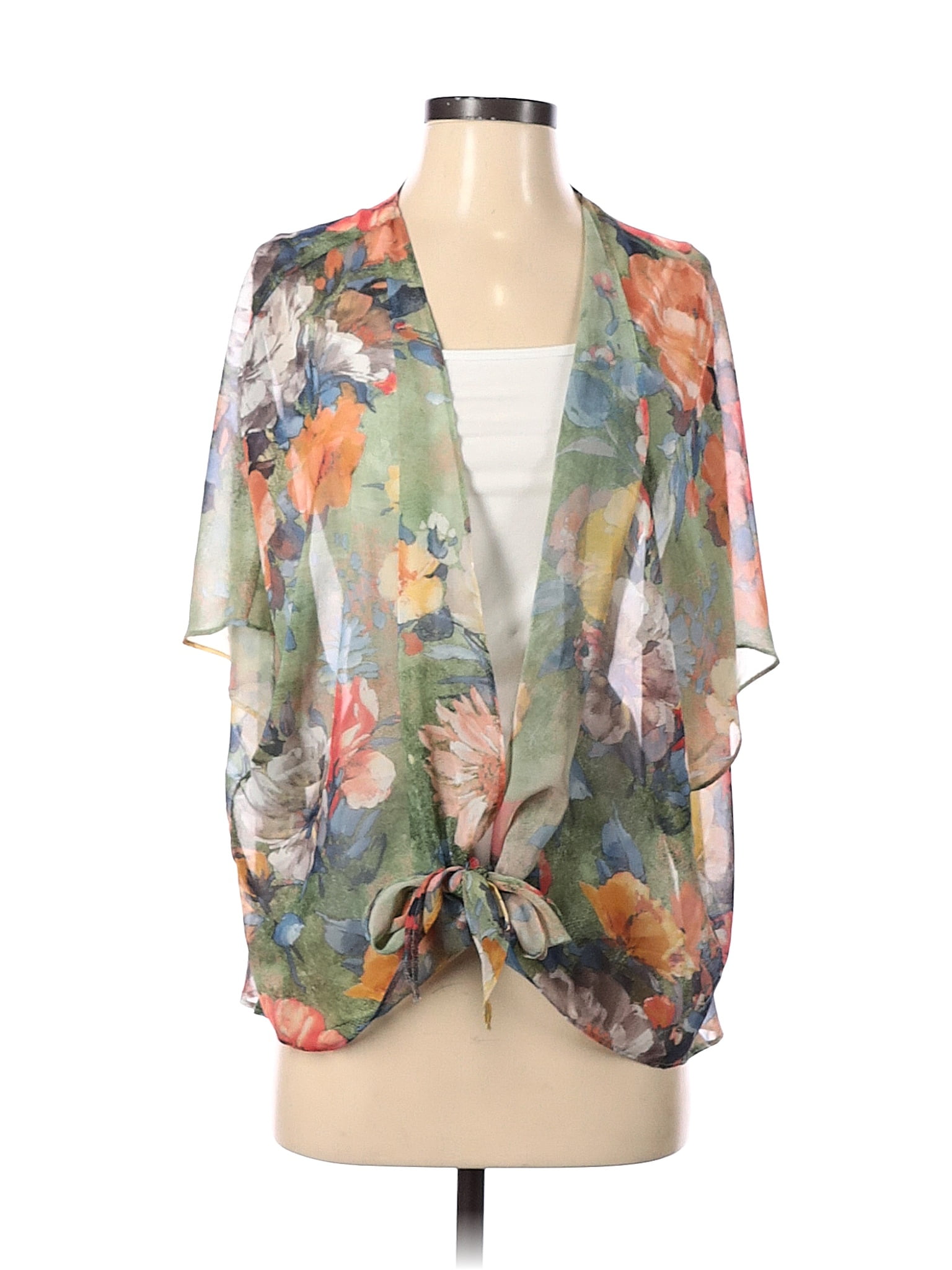 Easel 100% Polyester Tropical Green Kimono Size S - 51% off | thredUP