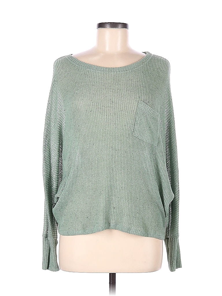 Alya Color Block Solid Green Pullover Sweater Size M - 50% off | thredUP