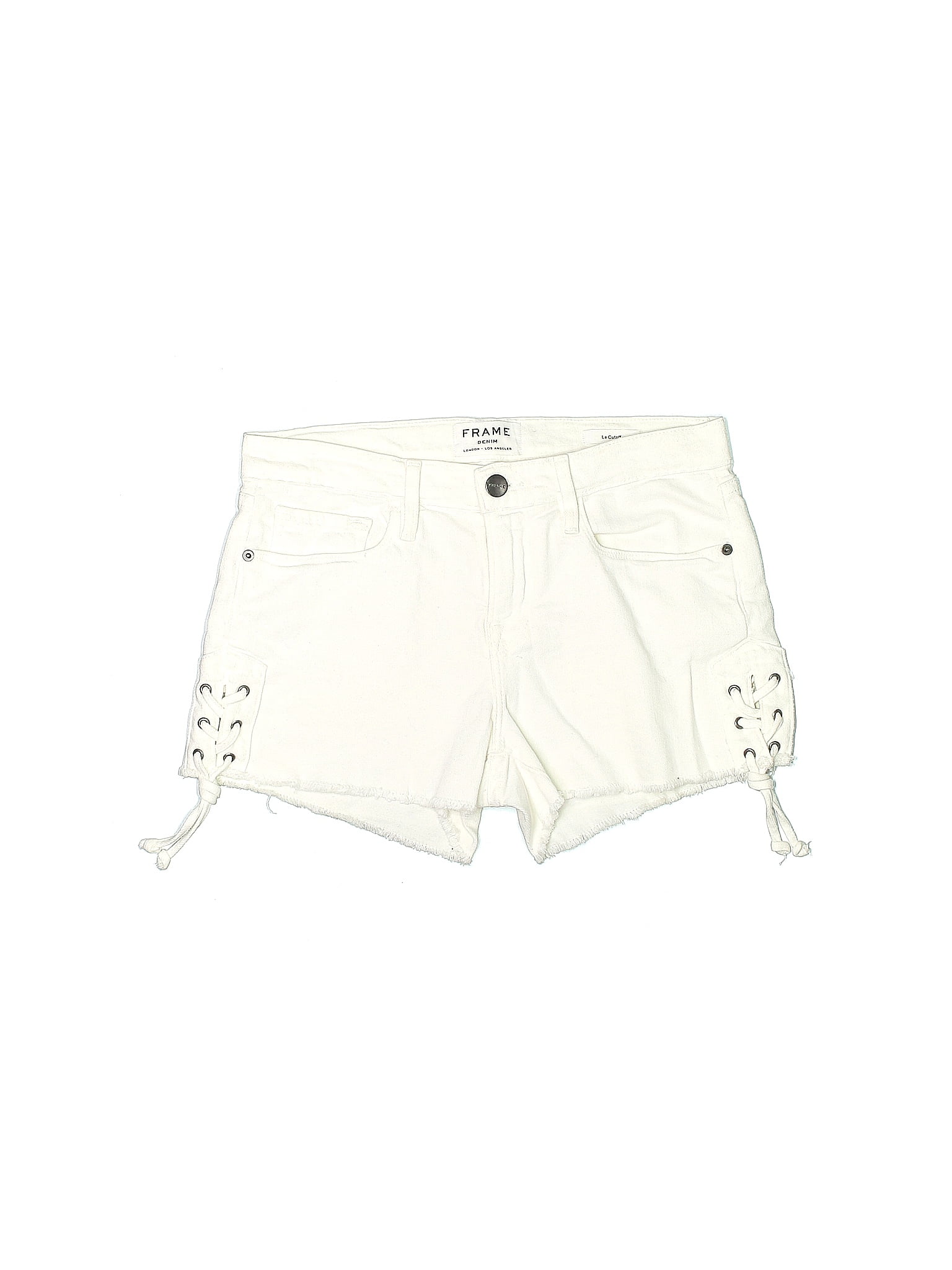 FRAME Denim Solid White Denim Shorts Size 2 - 79% off | ThredUp