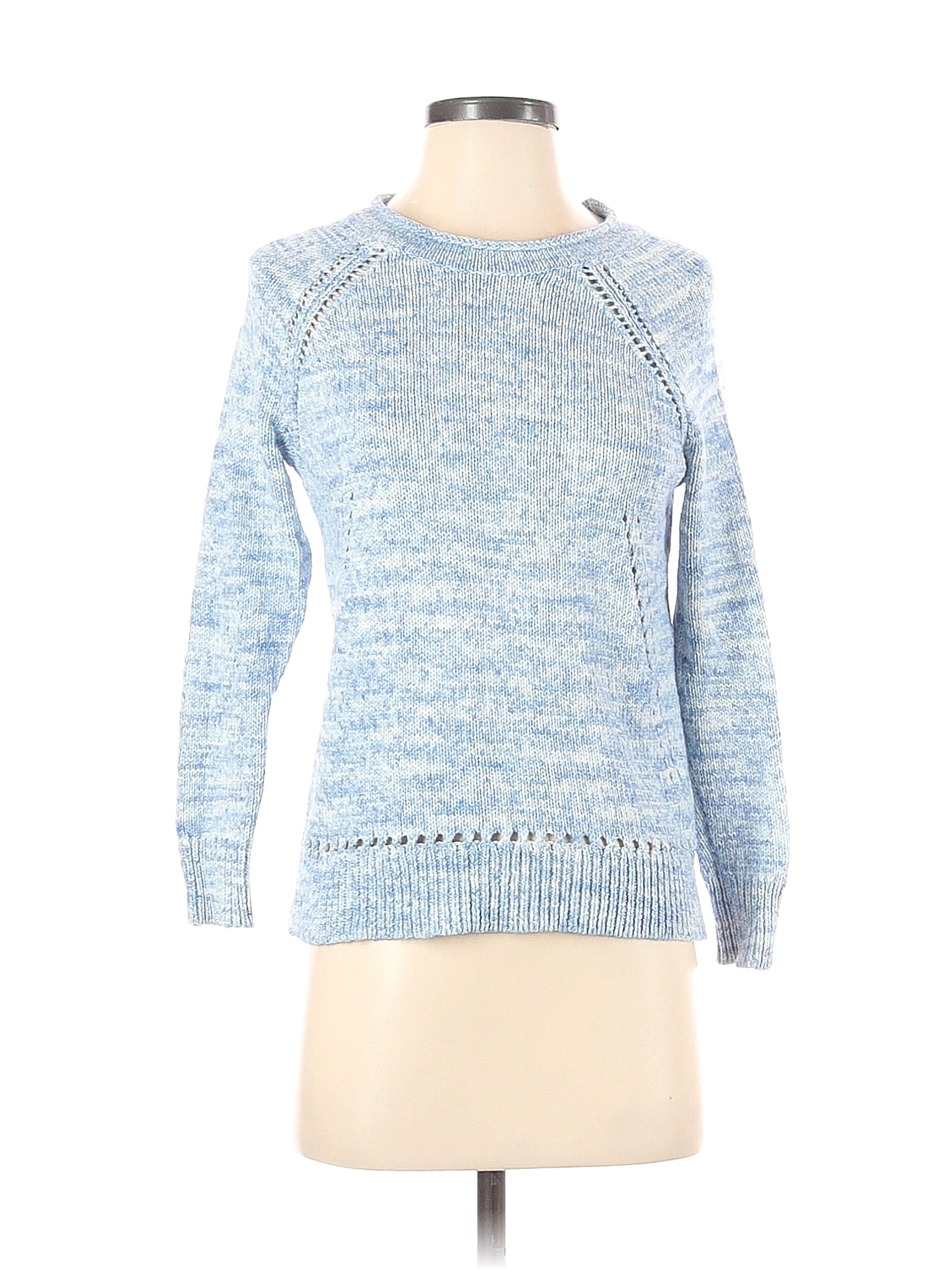 J.Crew Factory Store 100% Cotton Color Block Marled Blue Pullover ...