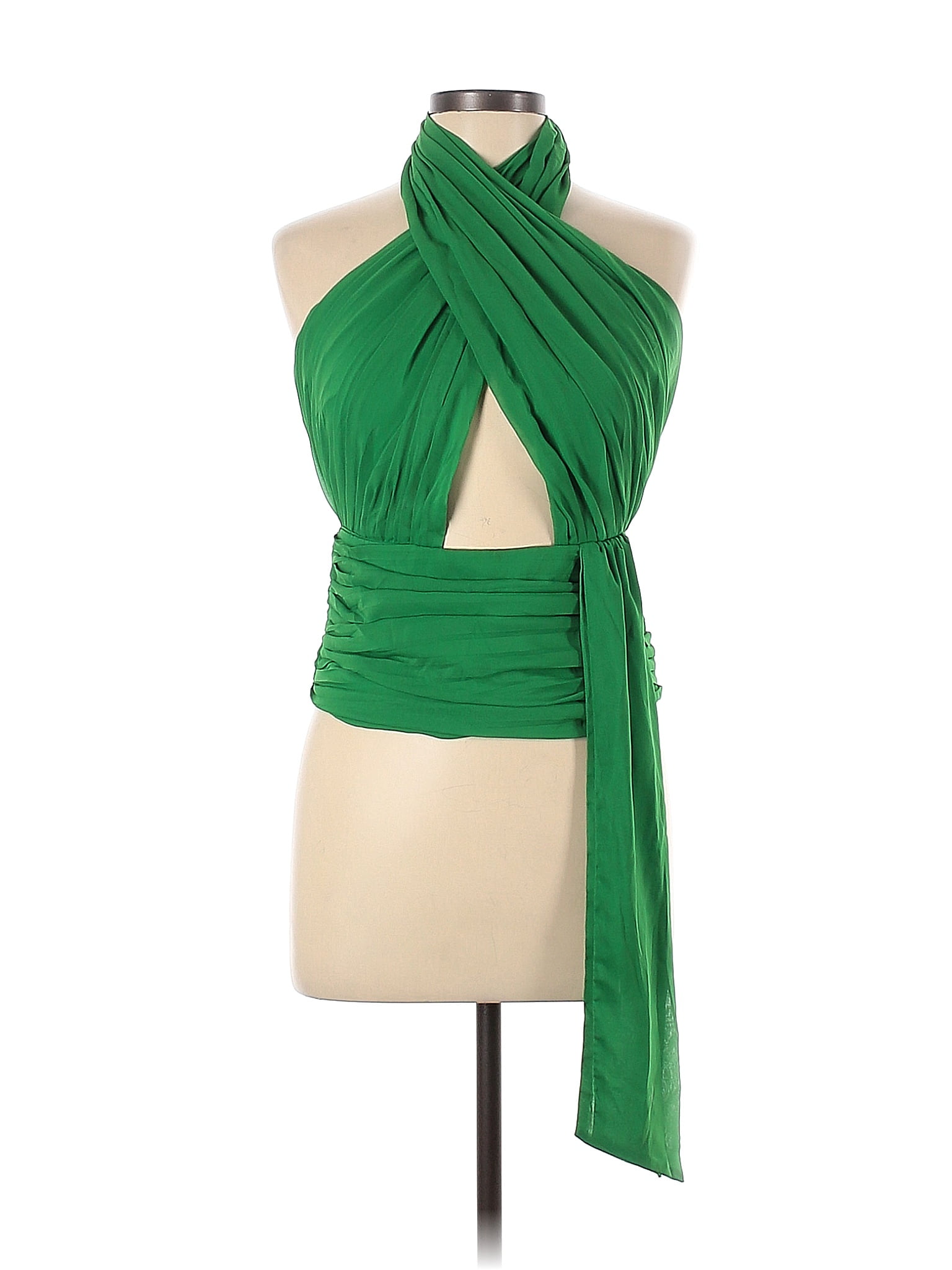 De La Vali 100% Polyester Solid Green Pareo Top Size 10 (UK) - 78% off ...