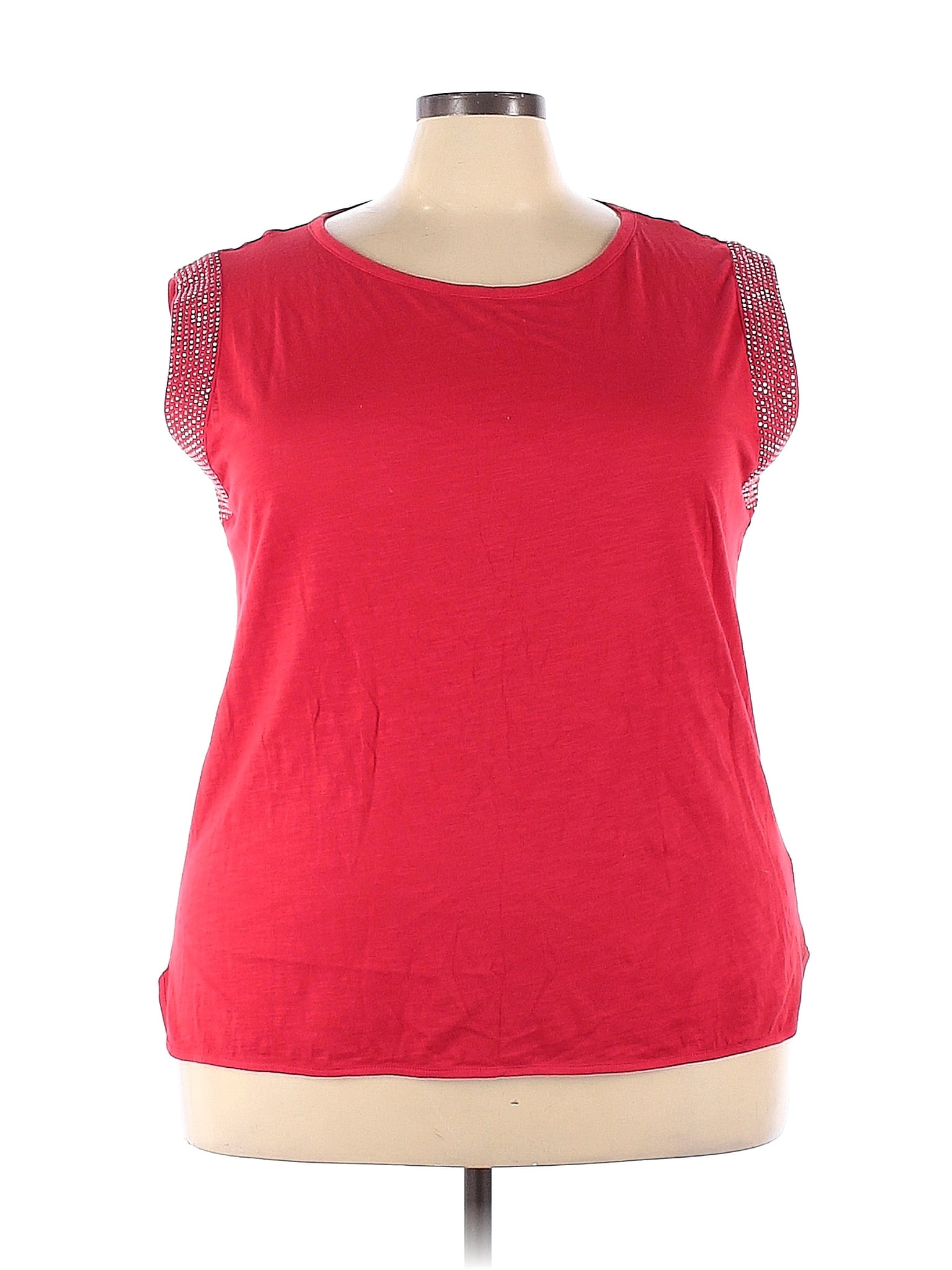 MICHAEL Michael Kors 100% Cotton Red Sleeveless T-Shirt Size 3X (Plus ...
