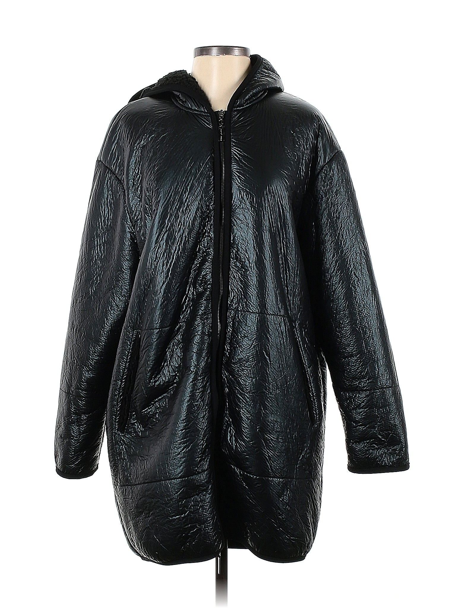 Nikki Jones Montréal 100% Polyurethane Solid Black Faux Leather Jacket ...