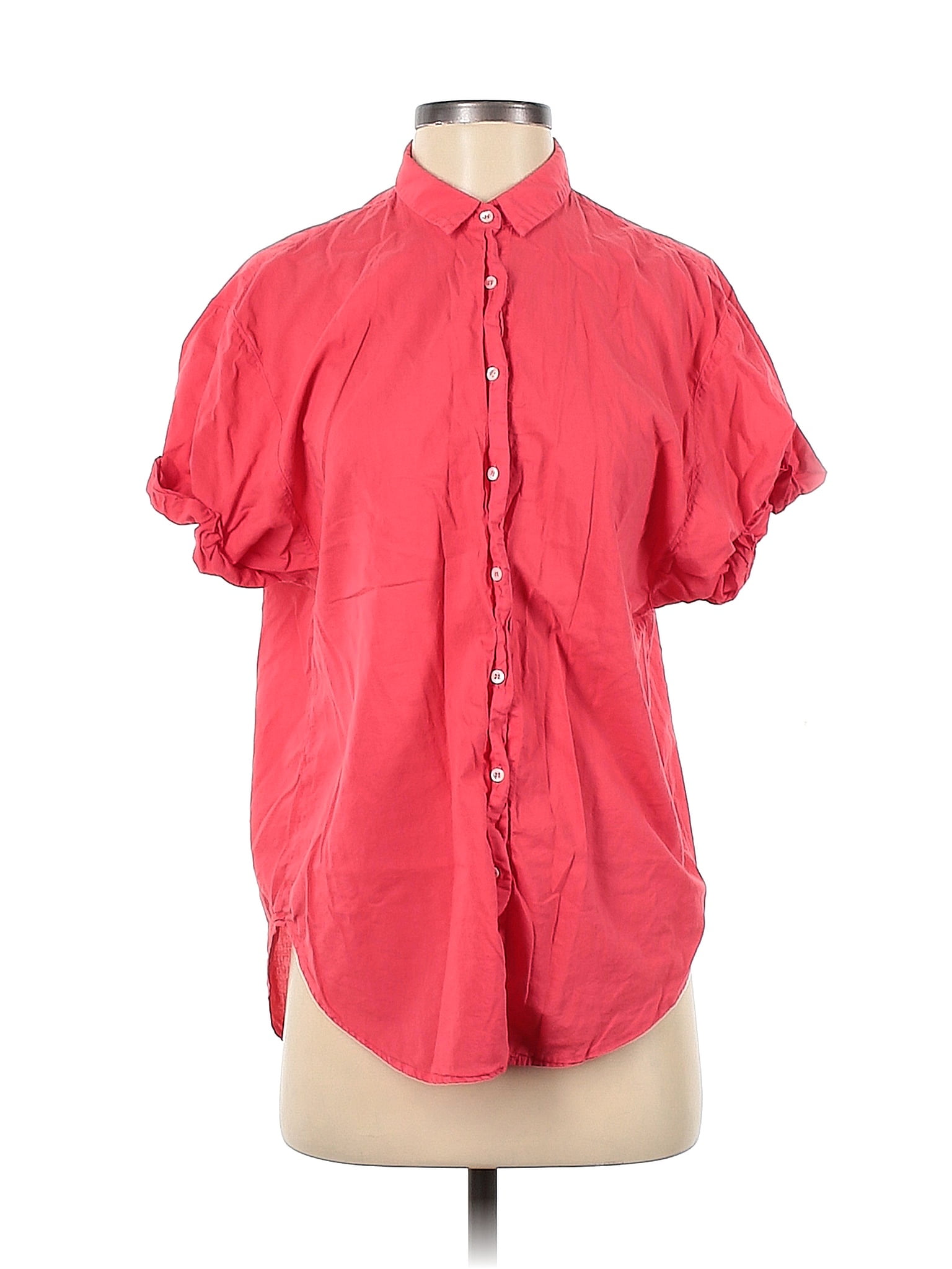 Xirena 100 Cotton Pink Short Sleeve Button Down Shirt Size Xs 81